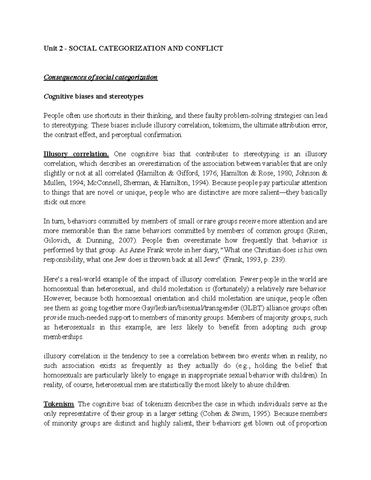 Unit 2 - Social Categorization AND Conflict - Unit 2 - SOCIAL ...