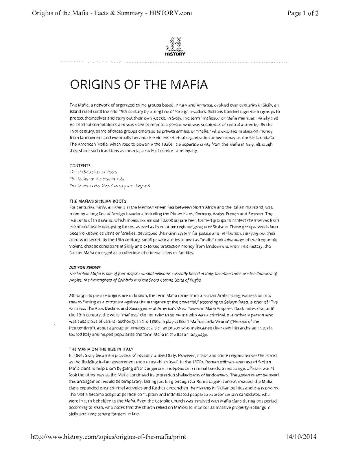 History Mafia Case - COMM 401 - Studocu