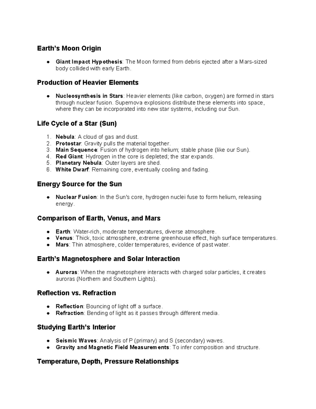 Geo exam one - Geo exam notes - Earth’s Moon Origin Giant Impact ...