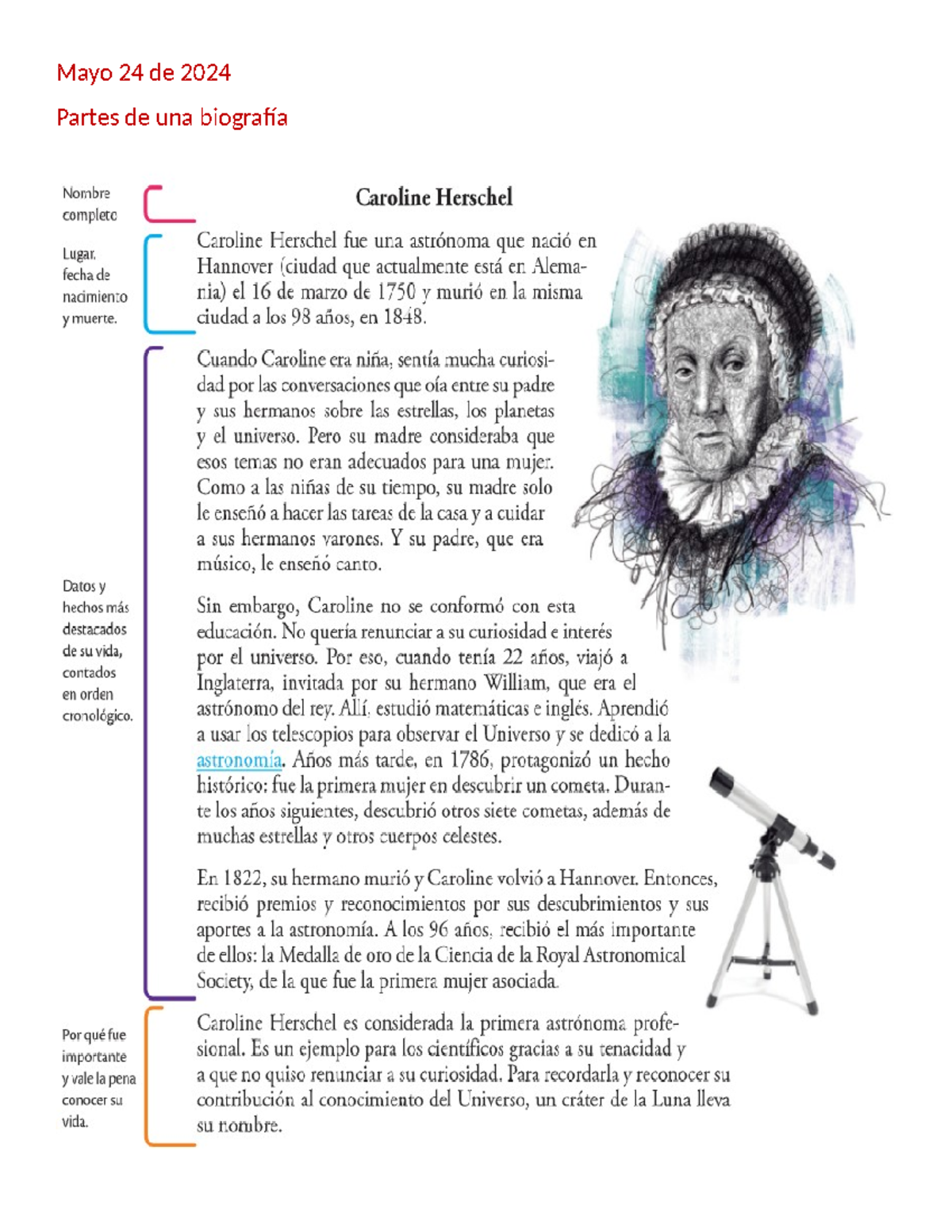4° - Partes de una biografía - mayo 24 de 2024 - Mayo 24 de 2024 Partes ...