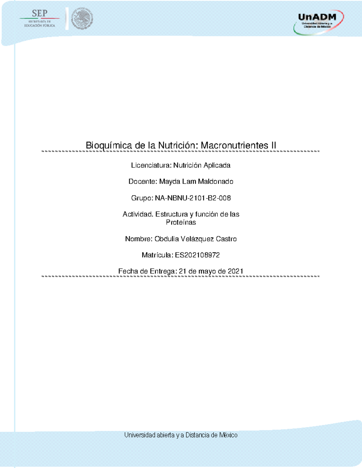 NBNU U3 A2 OBVC - universidad abierta y a distancia de mexico - Bioquímica de la Nutrición ...