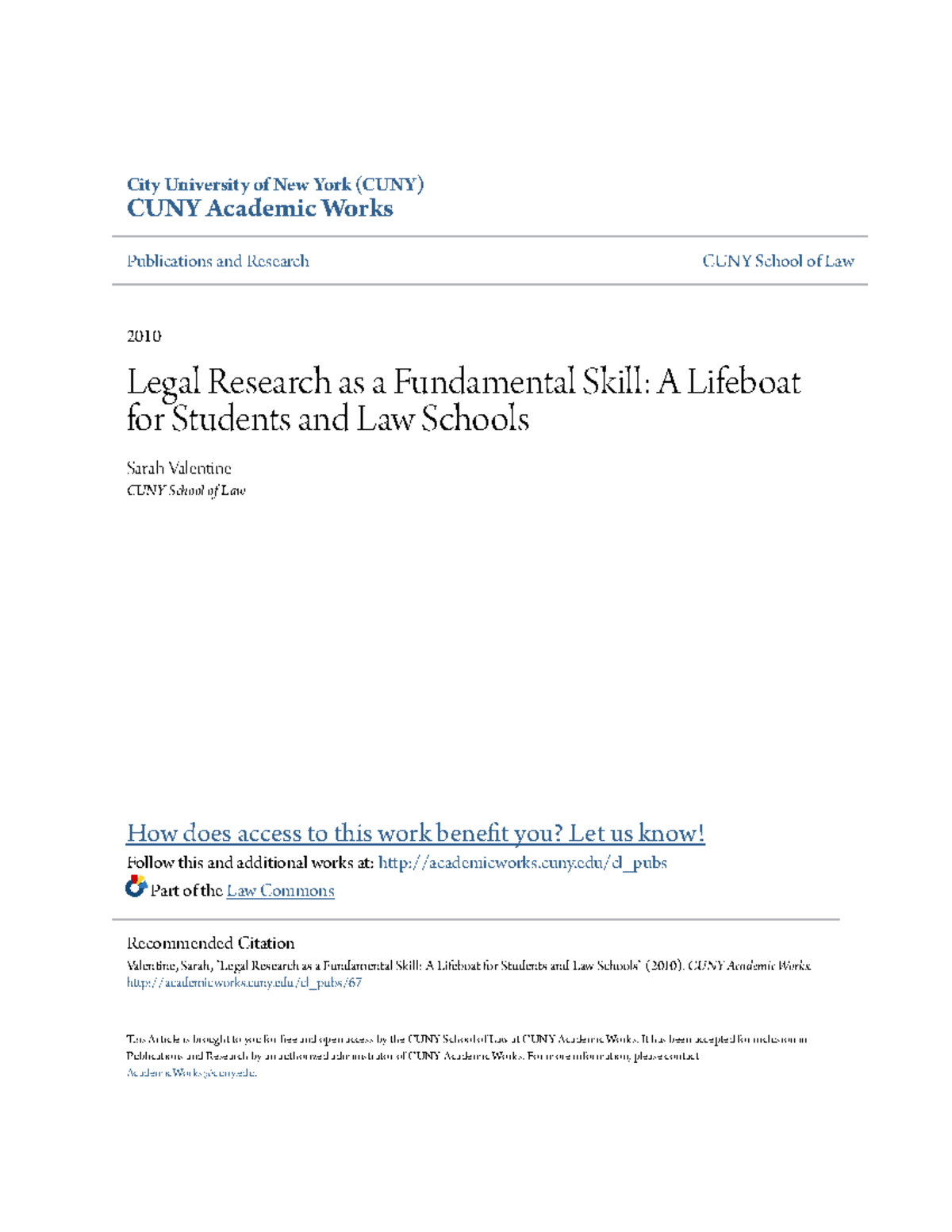 Legal Research Sample - City University of New York (CUNY) CUNY ...
