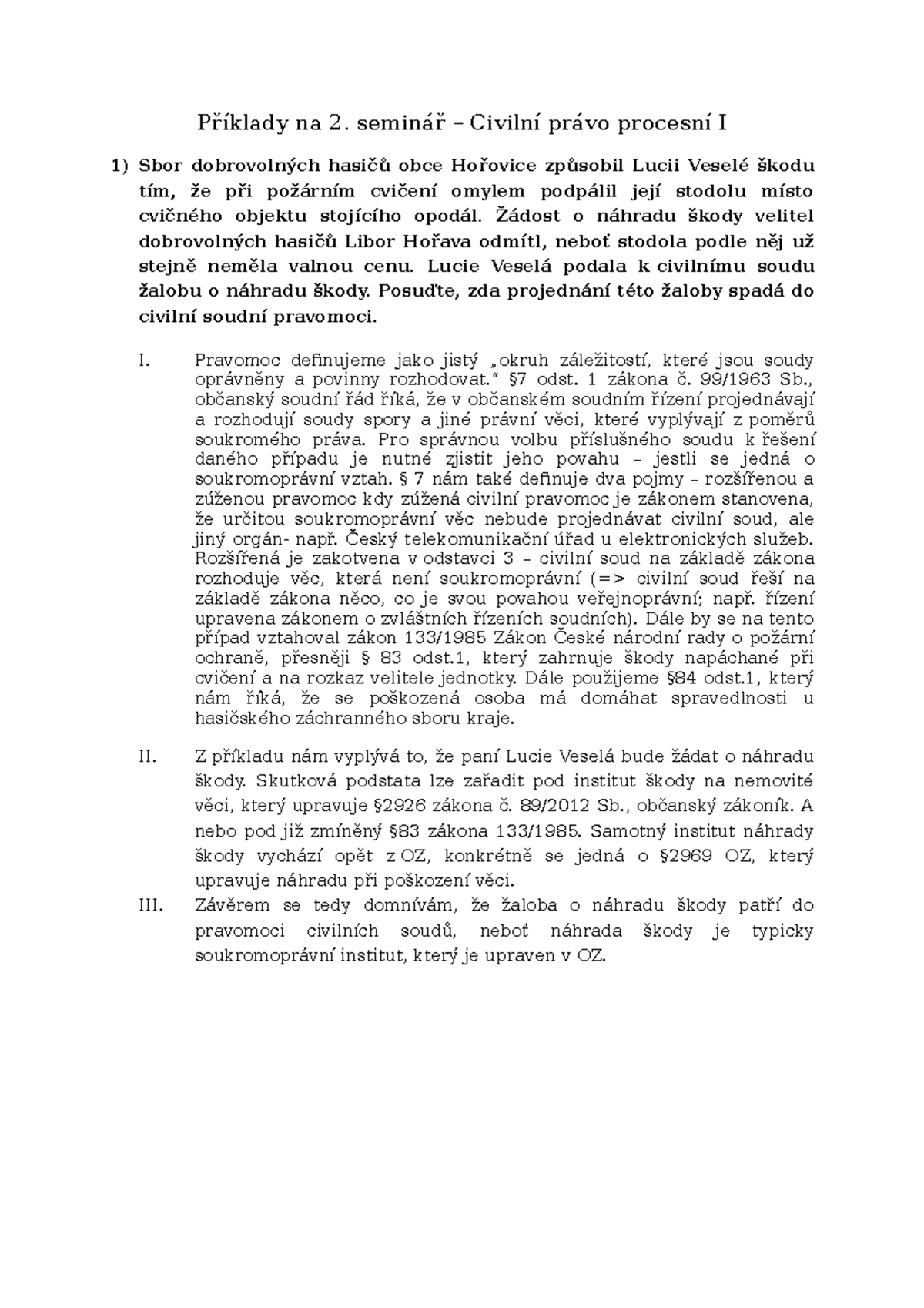 Ccp 2 příklady oprava - přípravaa na seminář - civilní právo procesní I ...