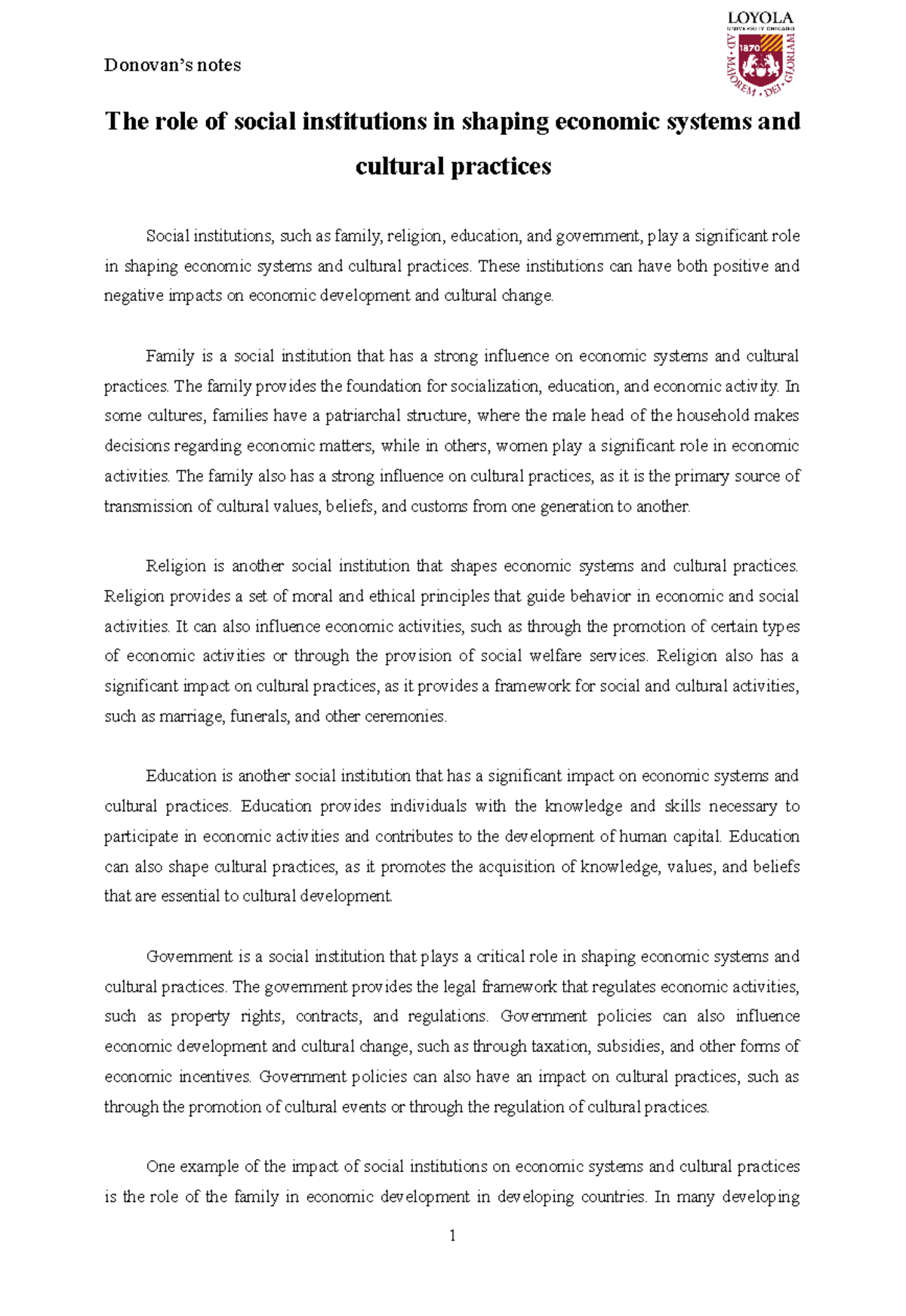 The role of social institutions in shaping economic systems and ...