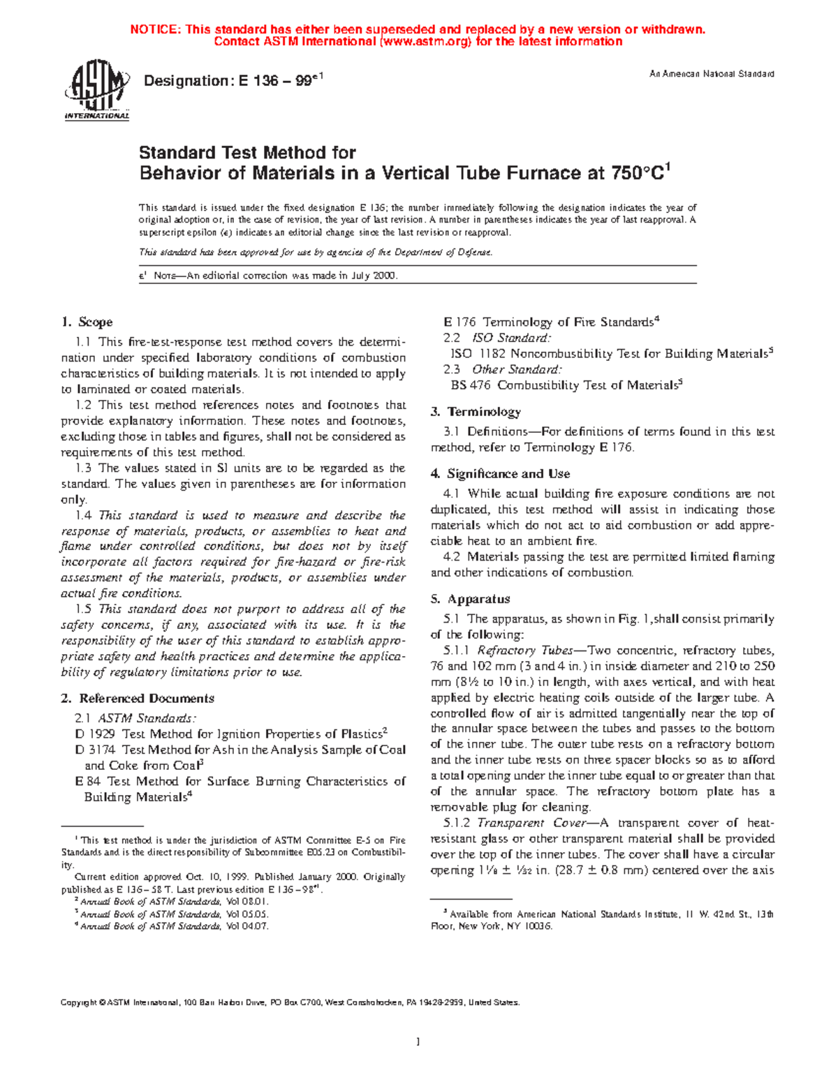 ASTM E136 - Designation: E 136 – 99e 1 An American National Standard ...