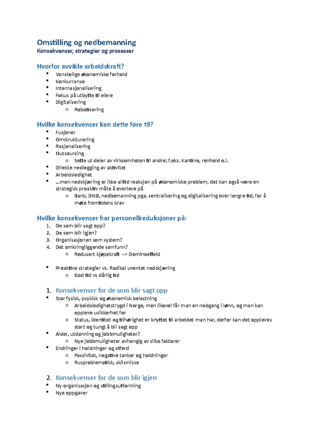 Forelesning 4 - Omstilling og nedbemanning Konsekvenser, strategier og ...