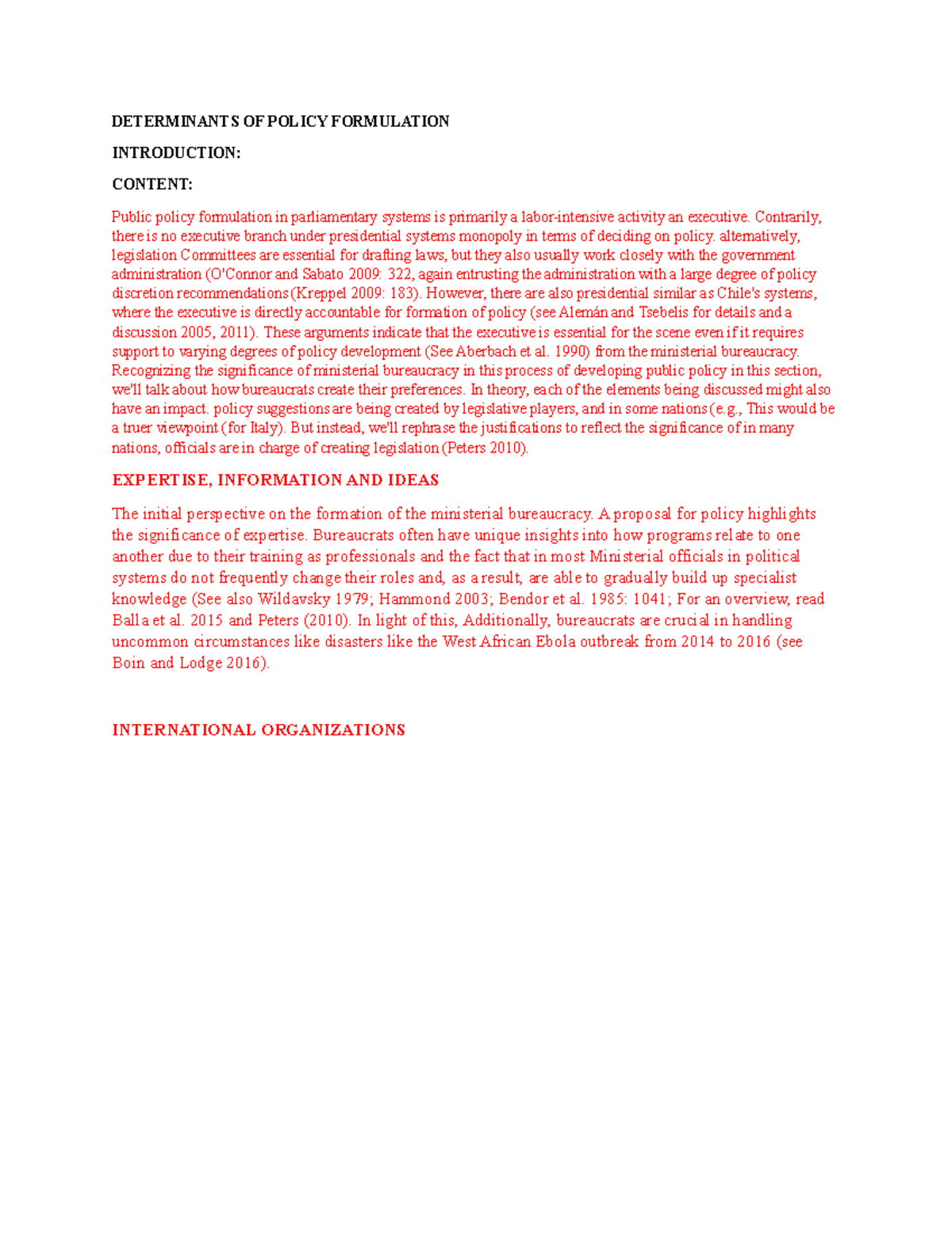 Determinants OF Policy Formulation - DETERMINANTS OF POLICY FORMULATION ...