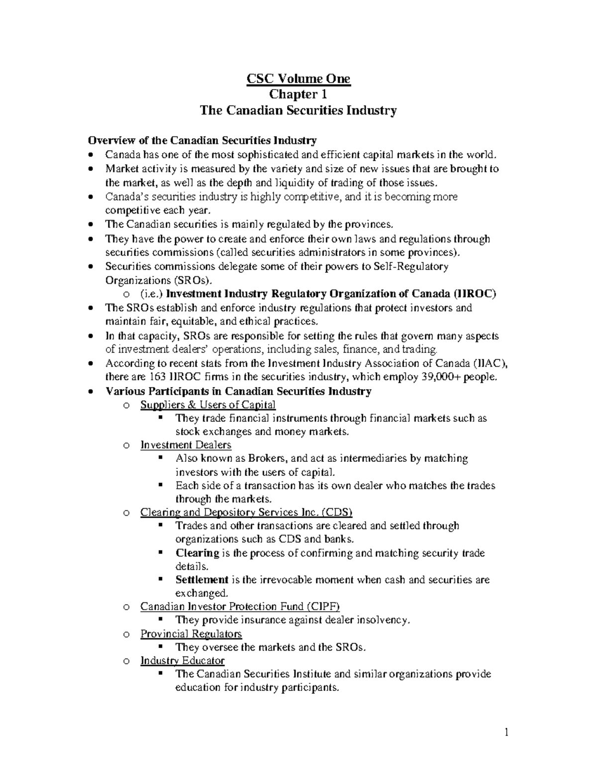 CS1-C1-C5 - Lecture notes - CSC Volume One Chapter 1 The Canadian ...