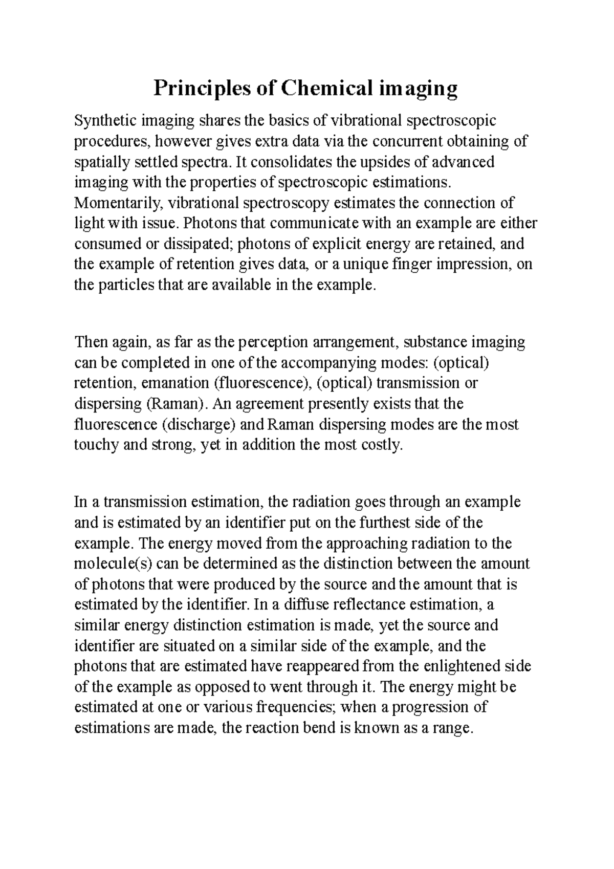 Principles of Chemical imaging - Principles of Chemical imaging ...
