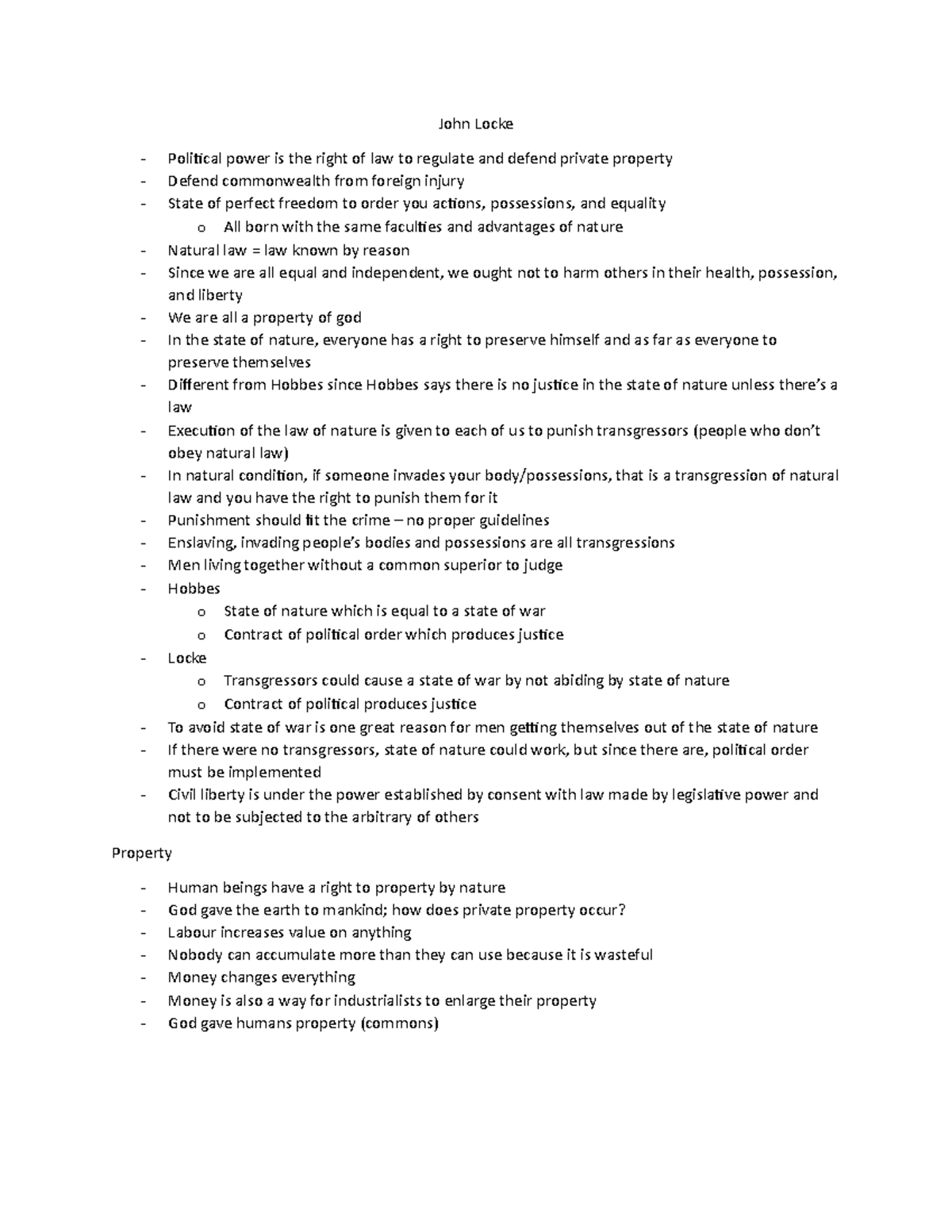 Lecture 4 - John Locke Professor Bradshaw - John Locke Political power ...