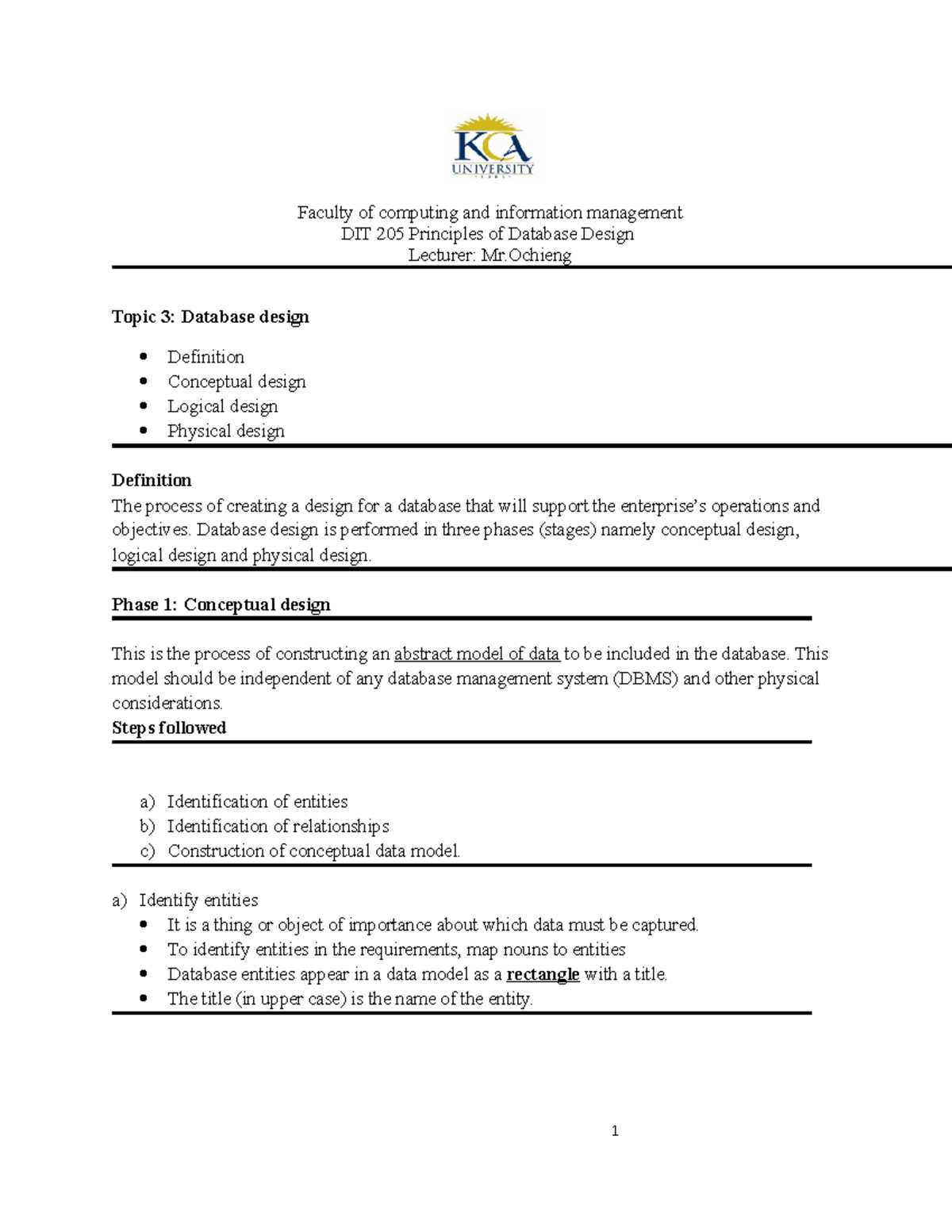 Topic 3a - notes - Faculty of computing and information management DIT ...