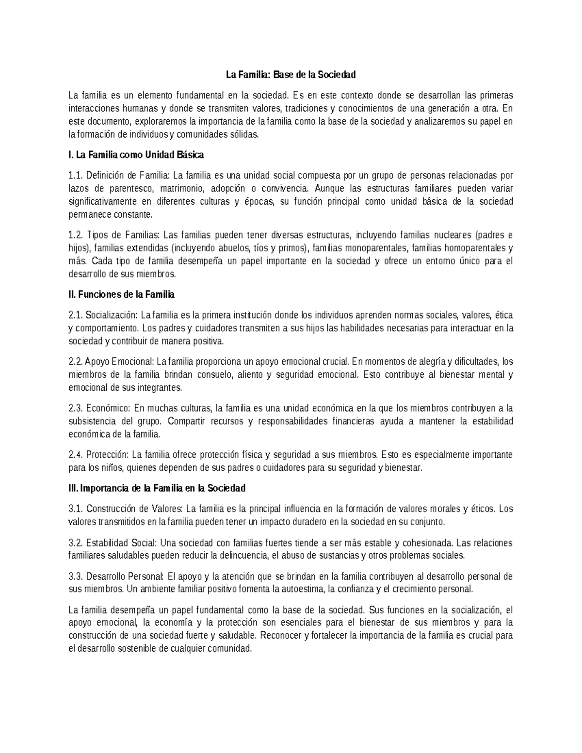 P1 - La Familia - La Familia: Base de la Sociedad La familia es un ...