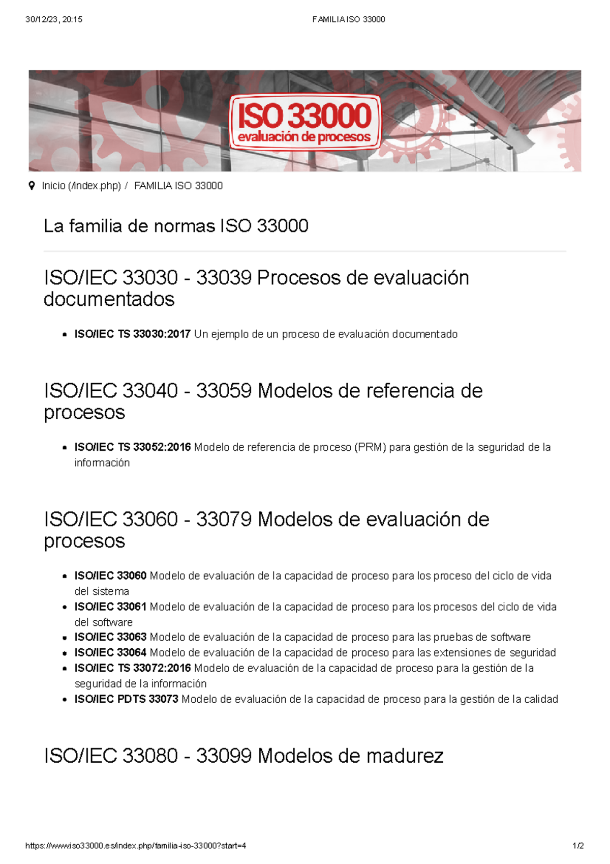 Familia ISO 33000 - fdfsfsfs - 30/12/23, 20:15 FAMILIA ISO 33000 - Studocu