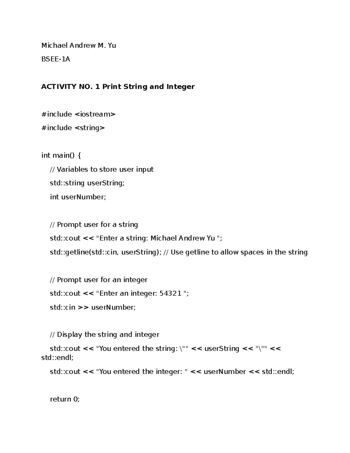 Michael-Andrew-M - asdafa - Michael Andrew M. Yu BSEE-1A ACTIVITY NO. 1 ...