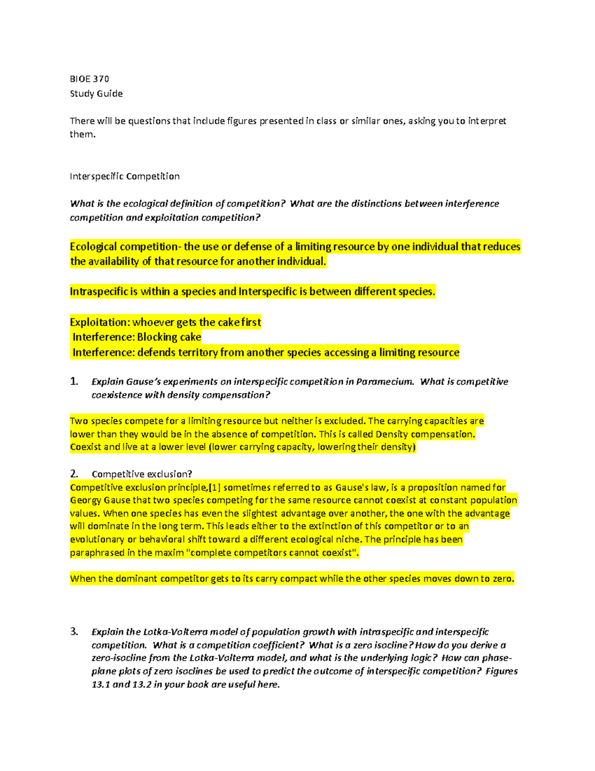 BIOL 303 exam 4 study guide Spring 2022 - BIOE 370 Study Guide There ...