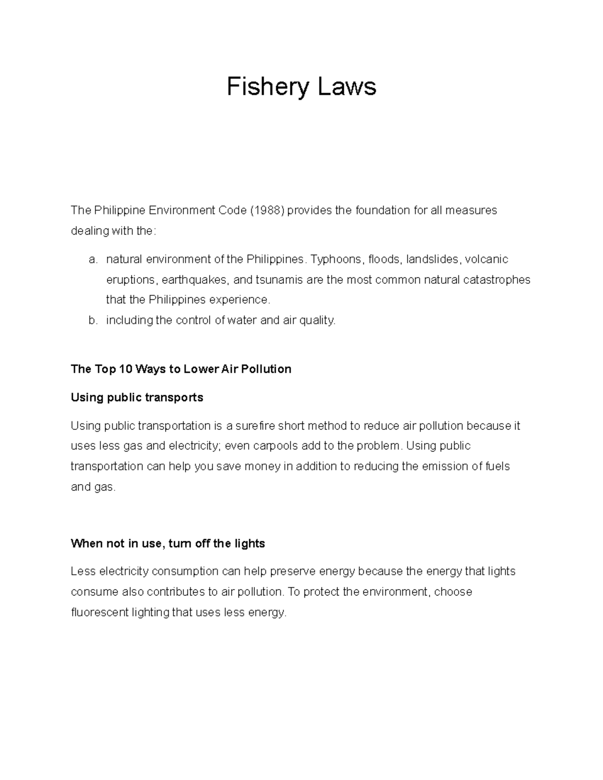 Otakume 15 - The Philippine Environment Code (1988) provides the ...