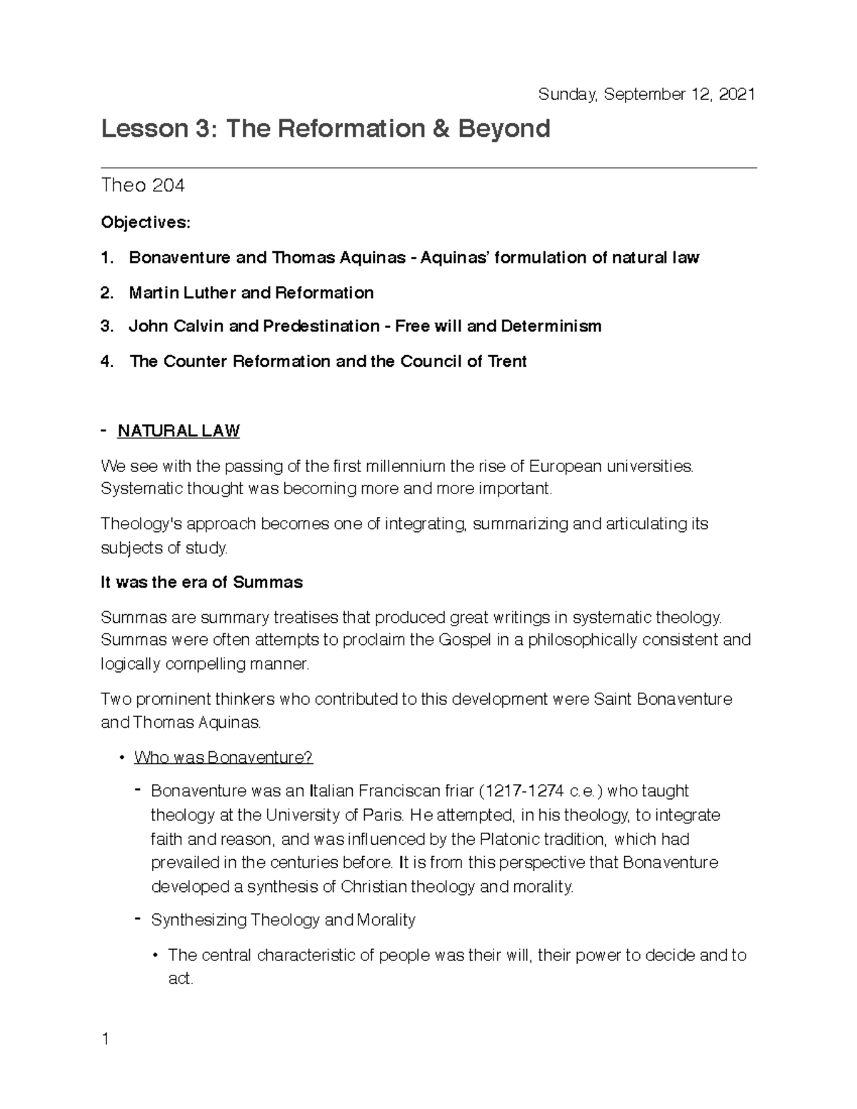 Lesson 3: The Reformation & Beyond - Lesson 3: The Reformation & Beyond ...