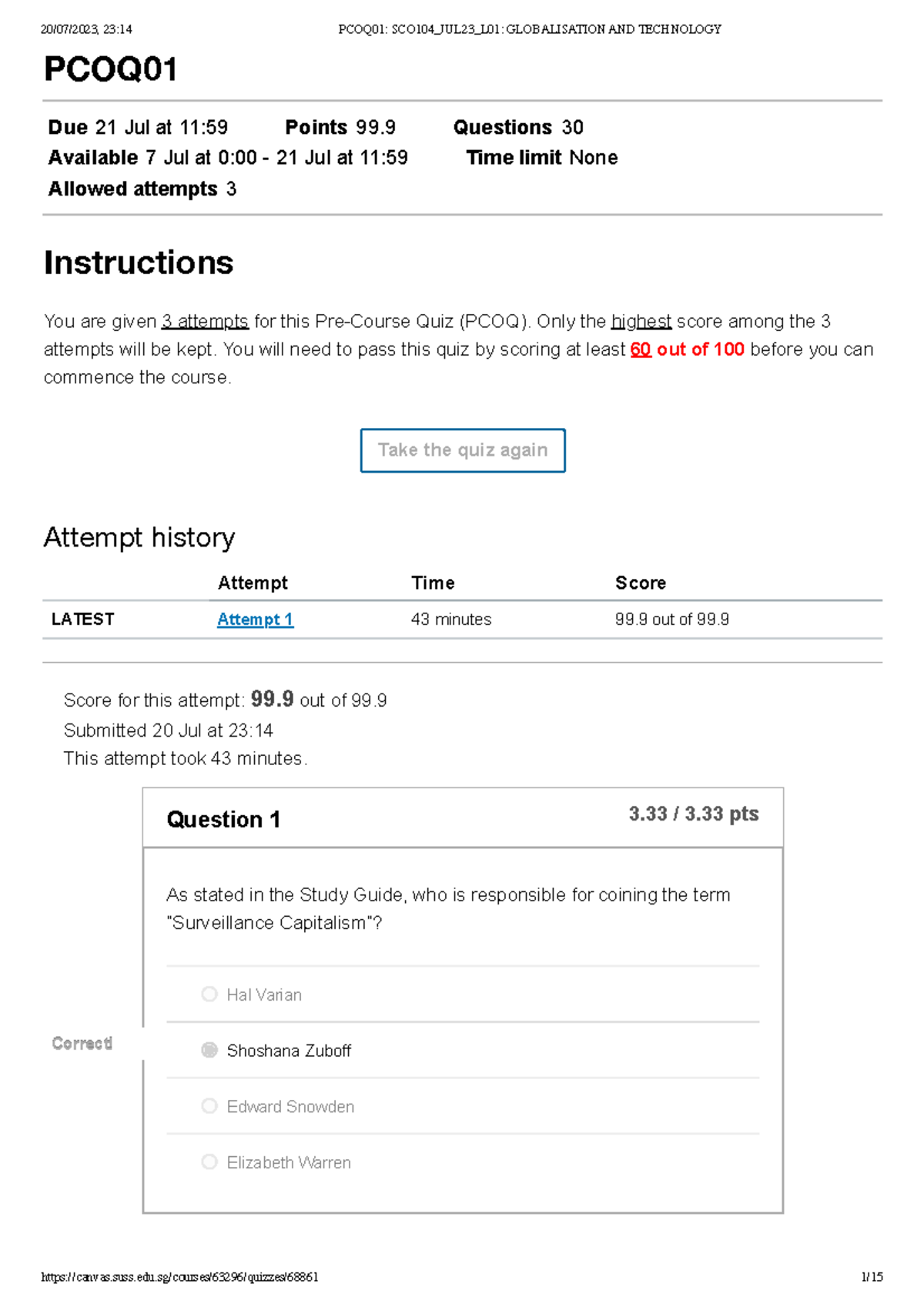 PCOQ01 SCO104 JUL23 L01 Globalisation AND Technology - SCO 104 - SUSS ...