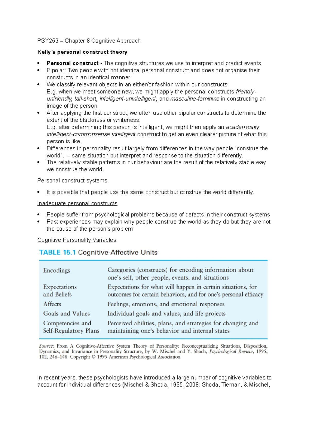 Chapter 8 - Summary of key concepts - Personality and Individual - StuDocu