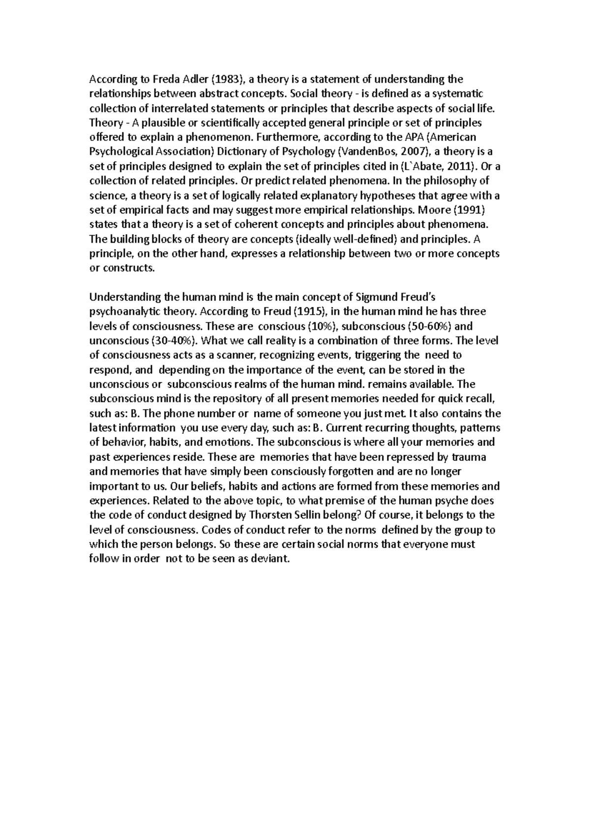 Notes TCC - FOR CRIM - According to Freda Adler (1983), a theory is a ...