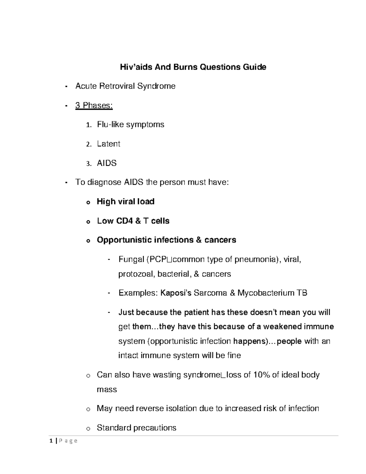 Hiv’aids And Burns Questions Guide - Hiv’aids And Burns Questions Guide ...