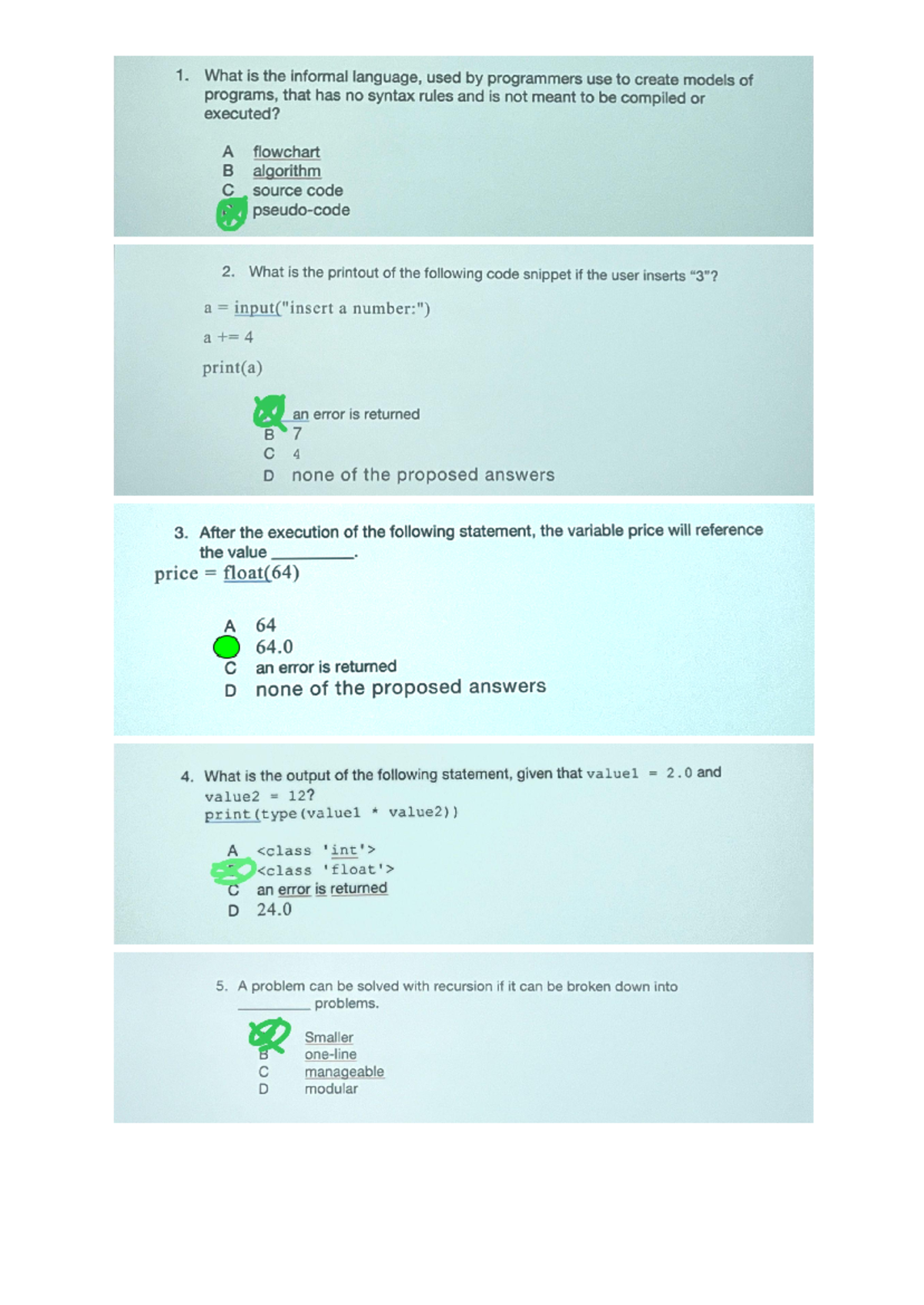 Exame - Computational Thinking - Which of the following is the correct ...