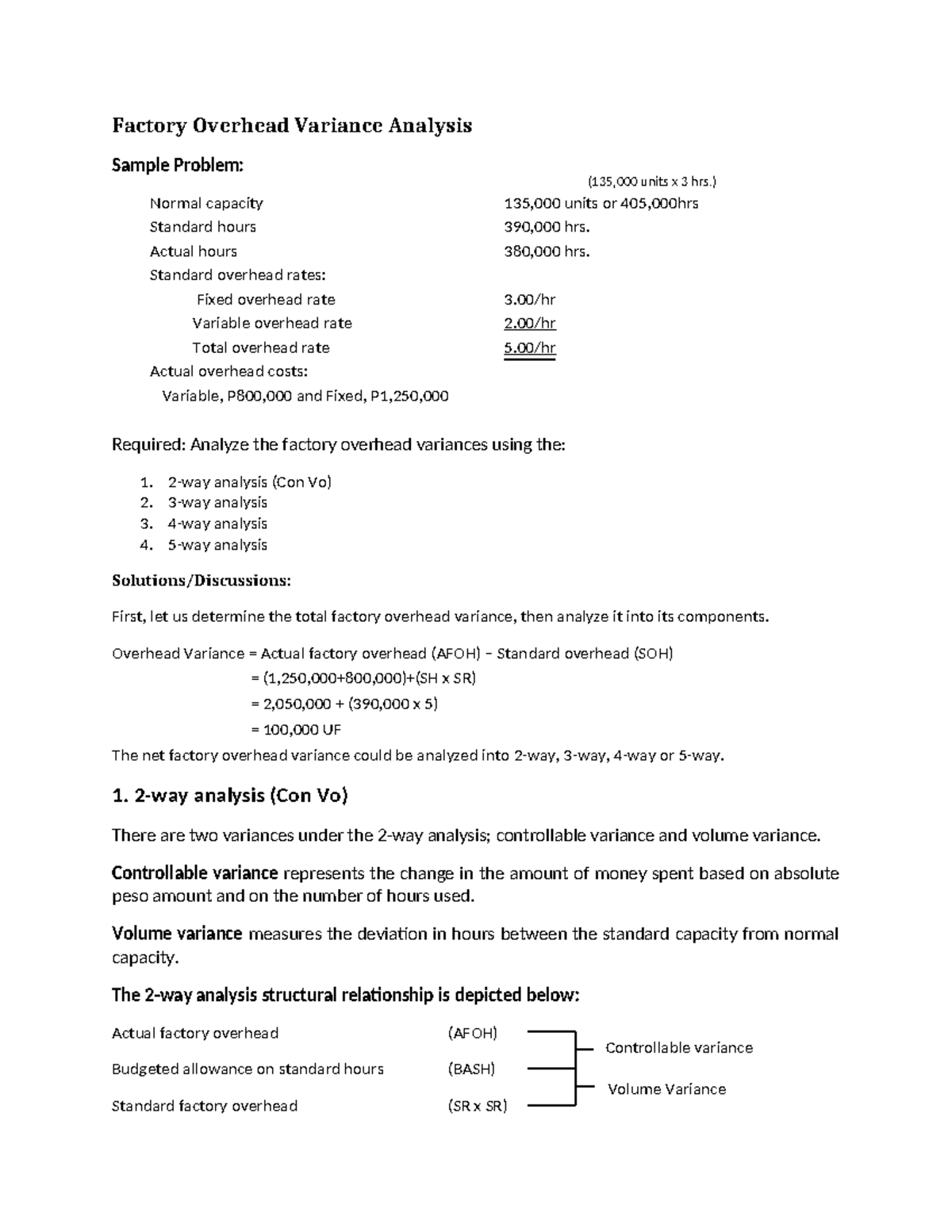 Factory Overhead Practice Problems - (135,000 units x 3 hrs.) Volume ...