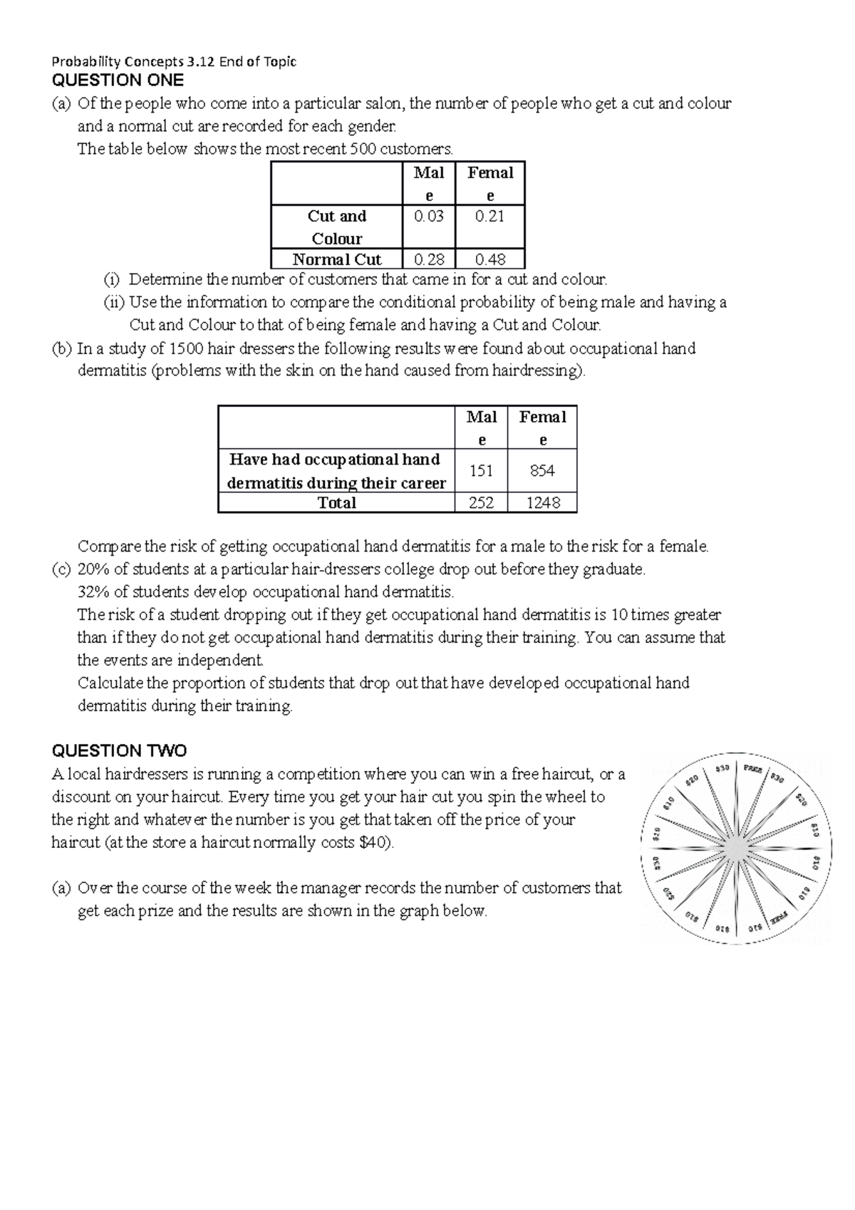 91585 Probability Task 2020 to complete - Probability Concepts 3 End of ...