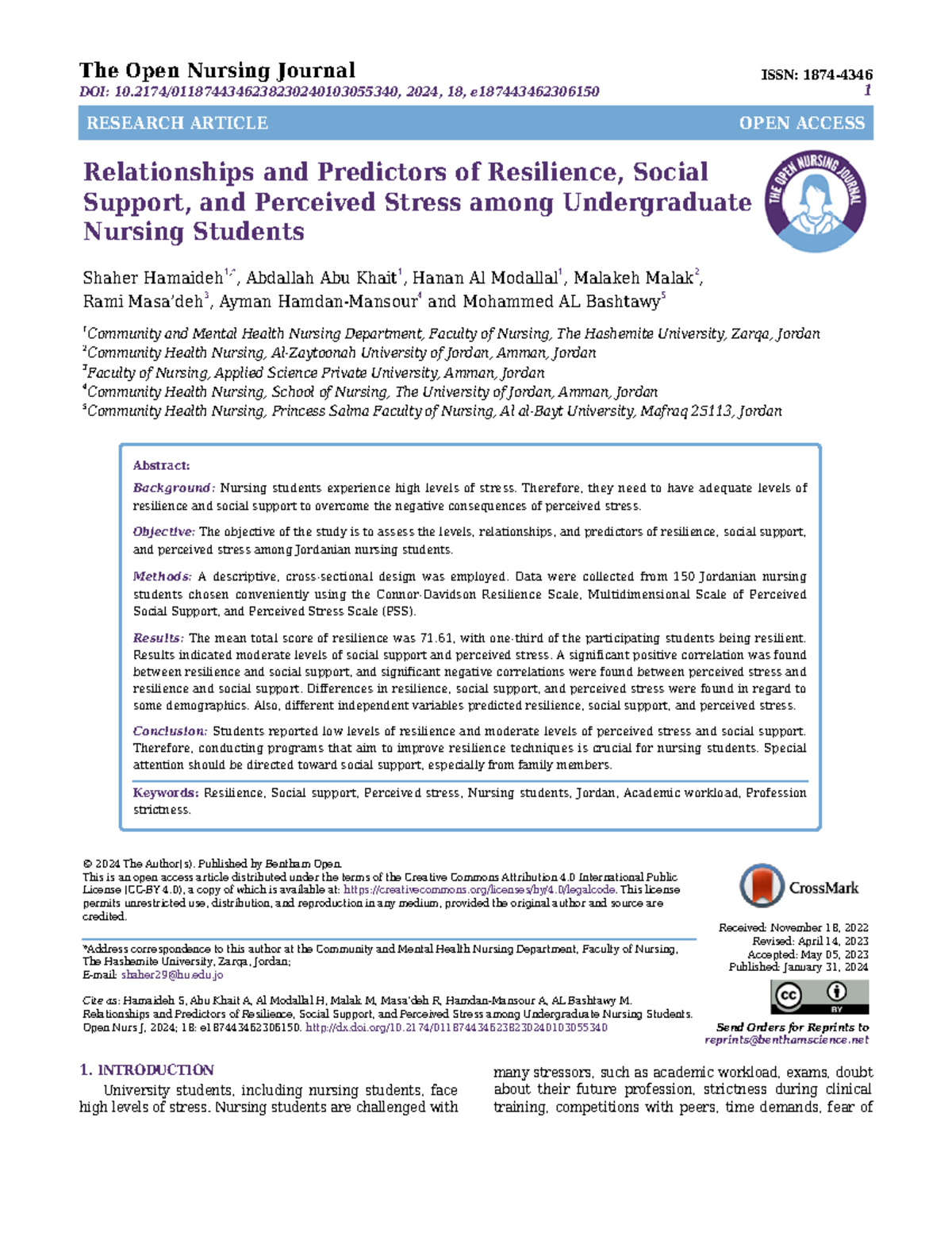 E187443462306150 - Summary nursing - The Open Nursing Journal ISSN ...