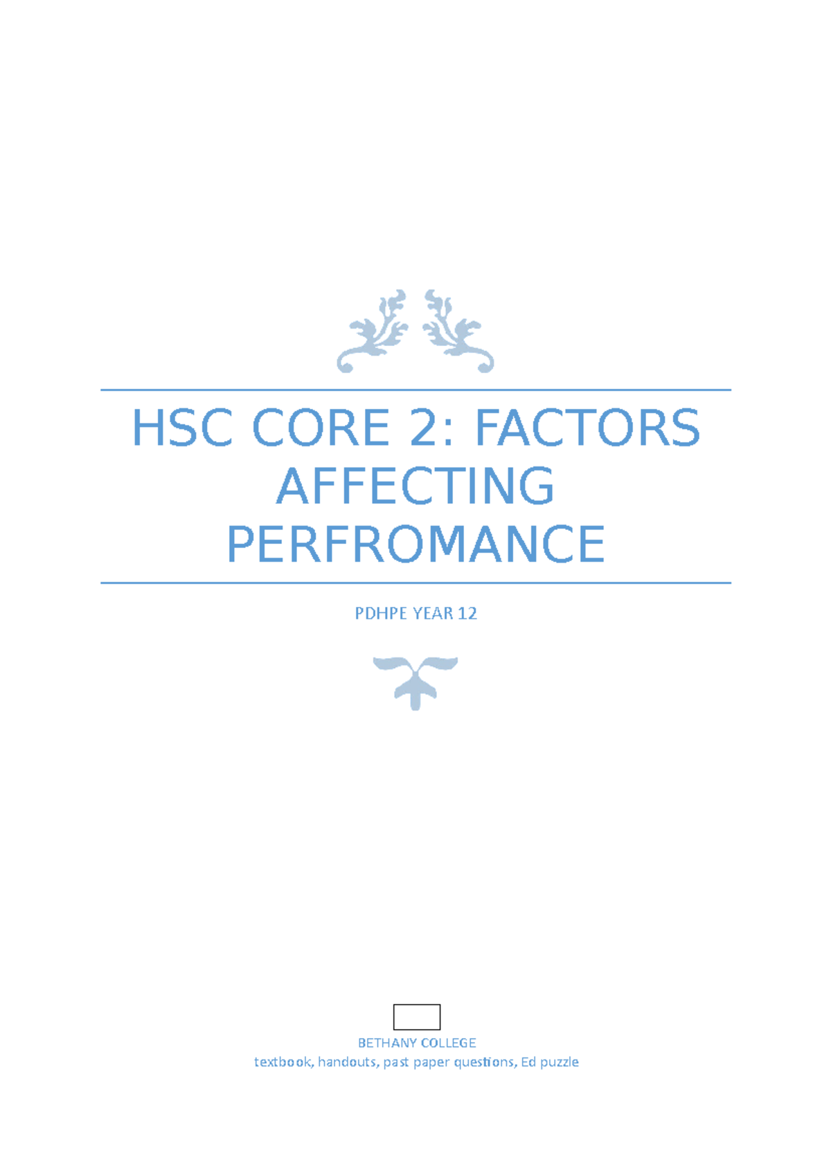 Hsc Core 2 Factors Affecting Performance Hsc Core 2 Factors