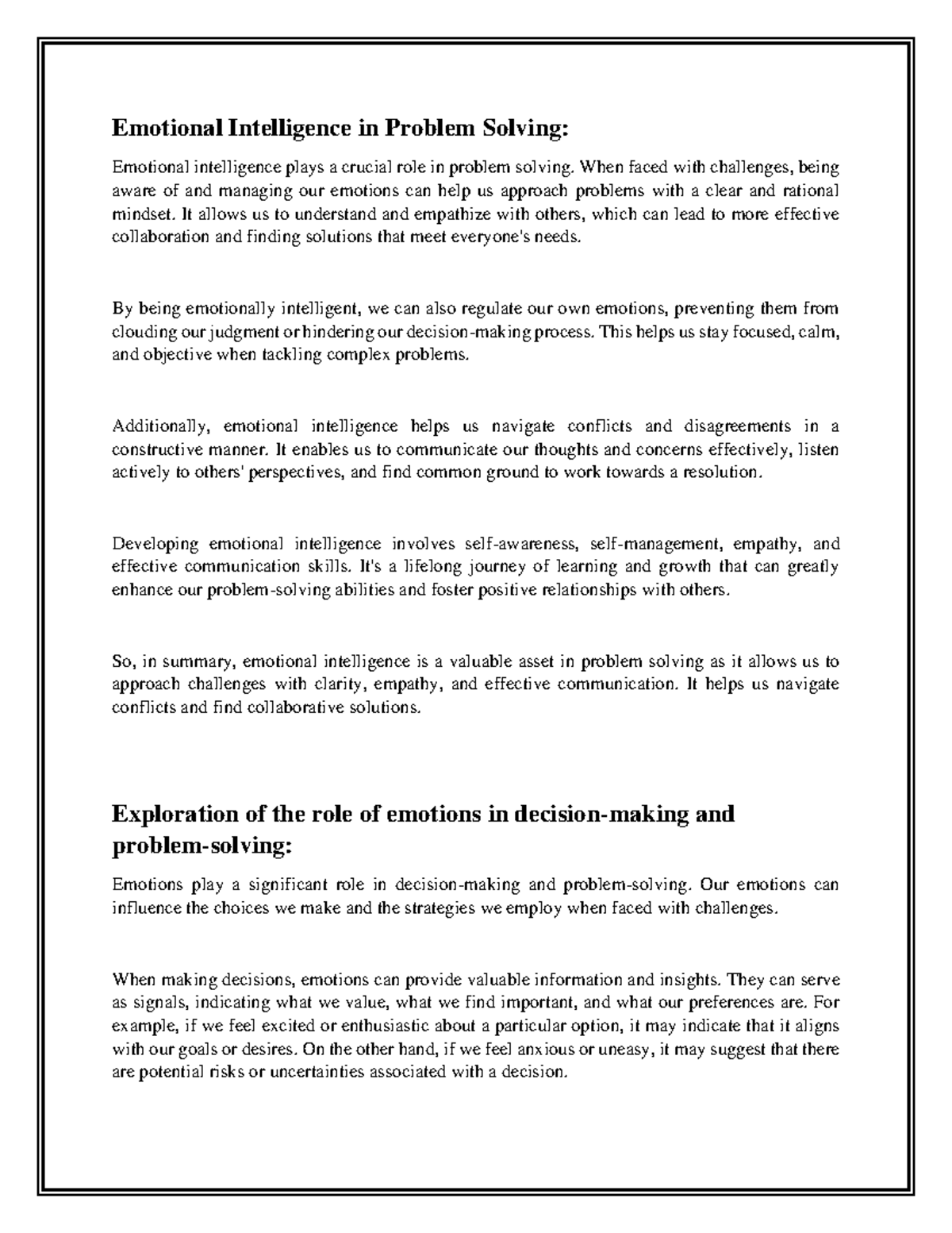 Emotional Intelligence in Problem Solving - Emotional Intelligence in ...