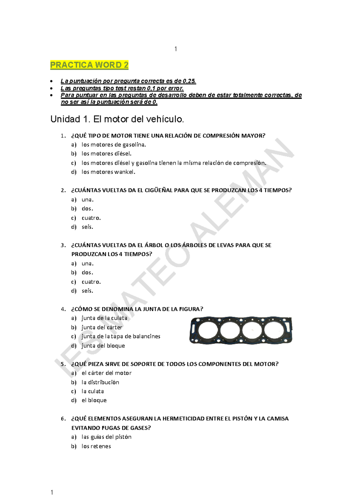 Practica 2 jorge - 1 1 PRACTICA WORD 2 La puntuación por pregunta ...