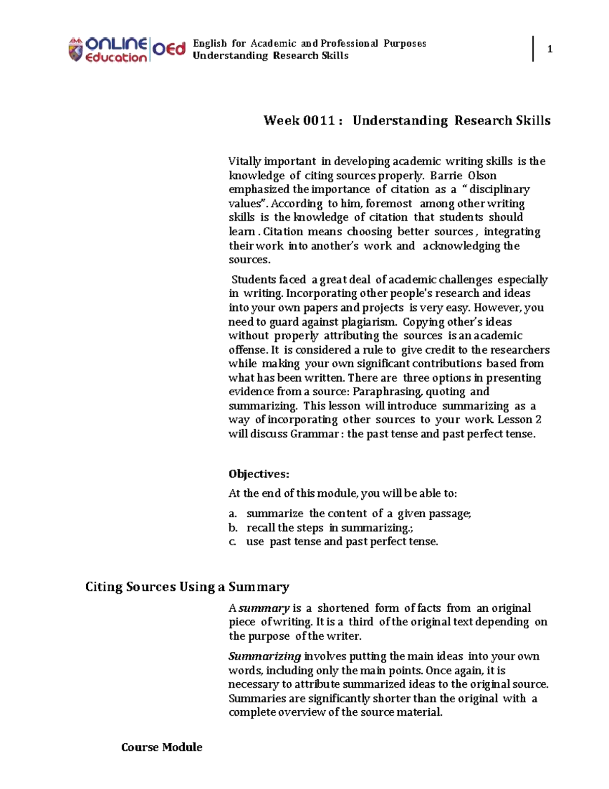 Week 011-Module Understanding Research Skills Part 1-1 - English for ...