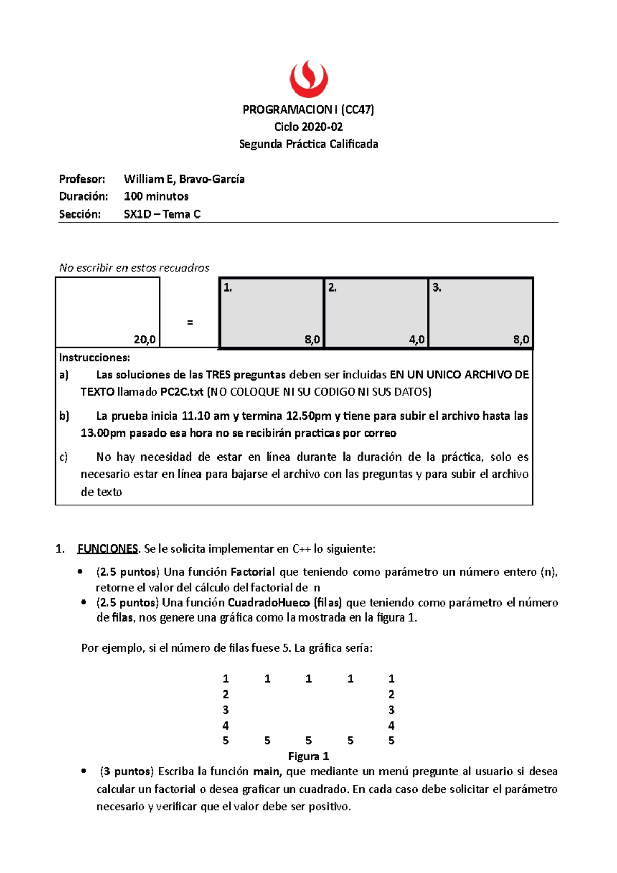 2020 2 Practica 2 Programacion 1 C - PROGRAMACION I (CC47) Ciclo 2020 ...