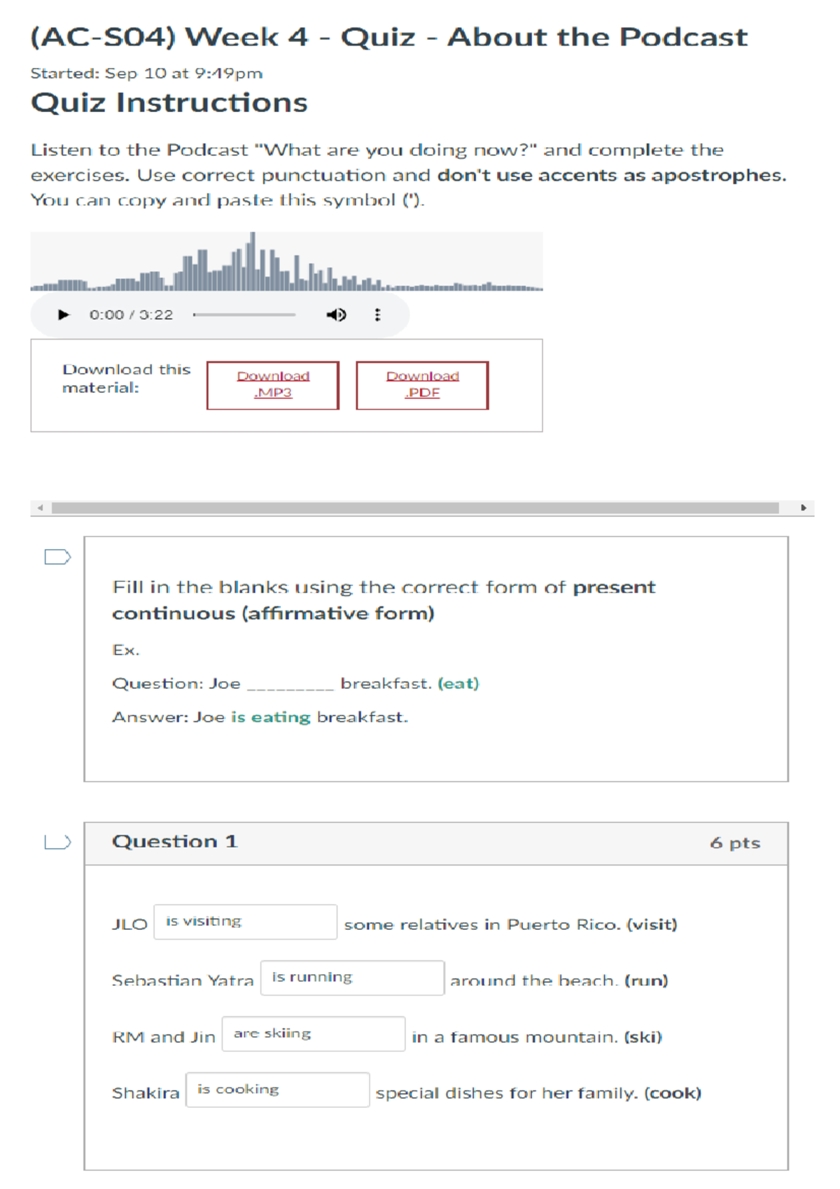 Week 4 - Quiz - About the Podcast - Ingles II - Studocu