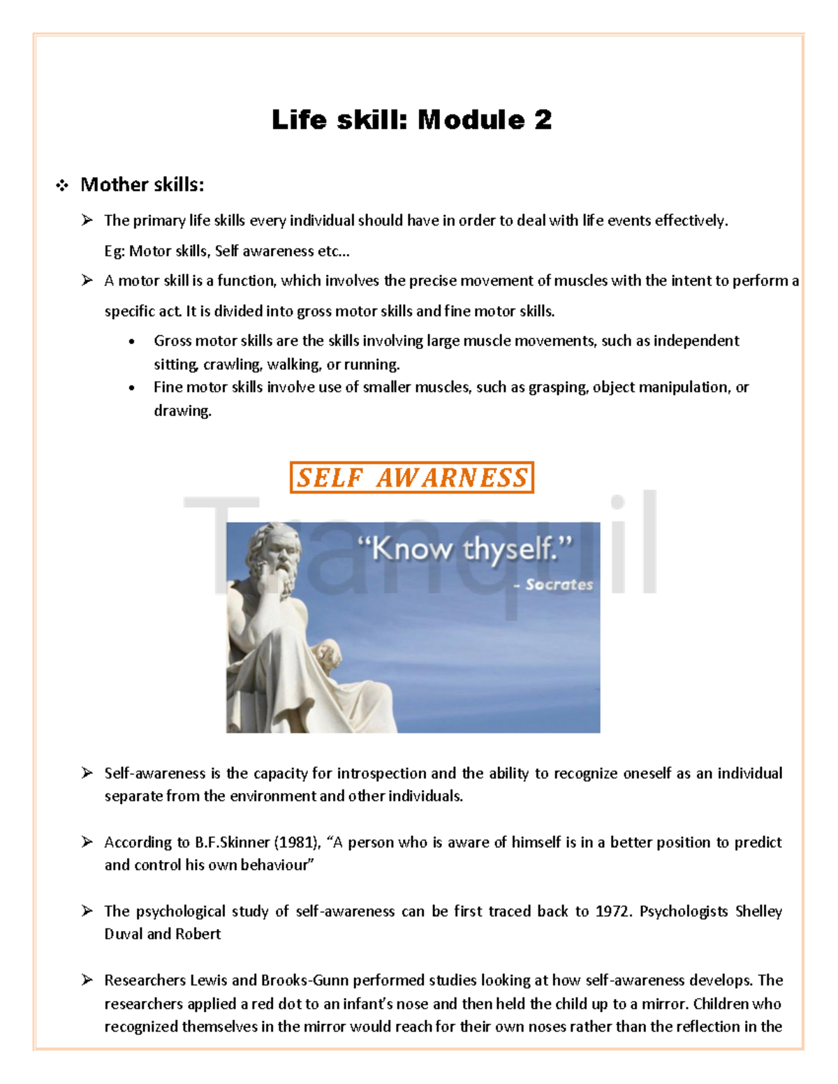 Life skill Module- II - It is practice material. - Life skill: Module 2 ...
