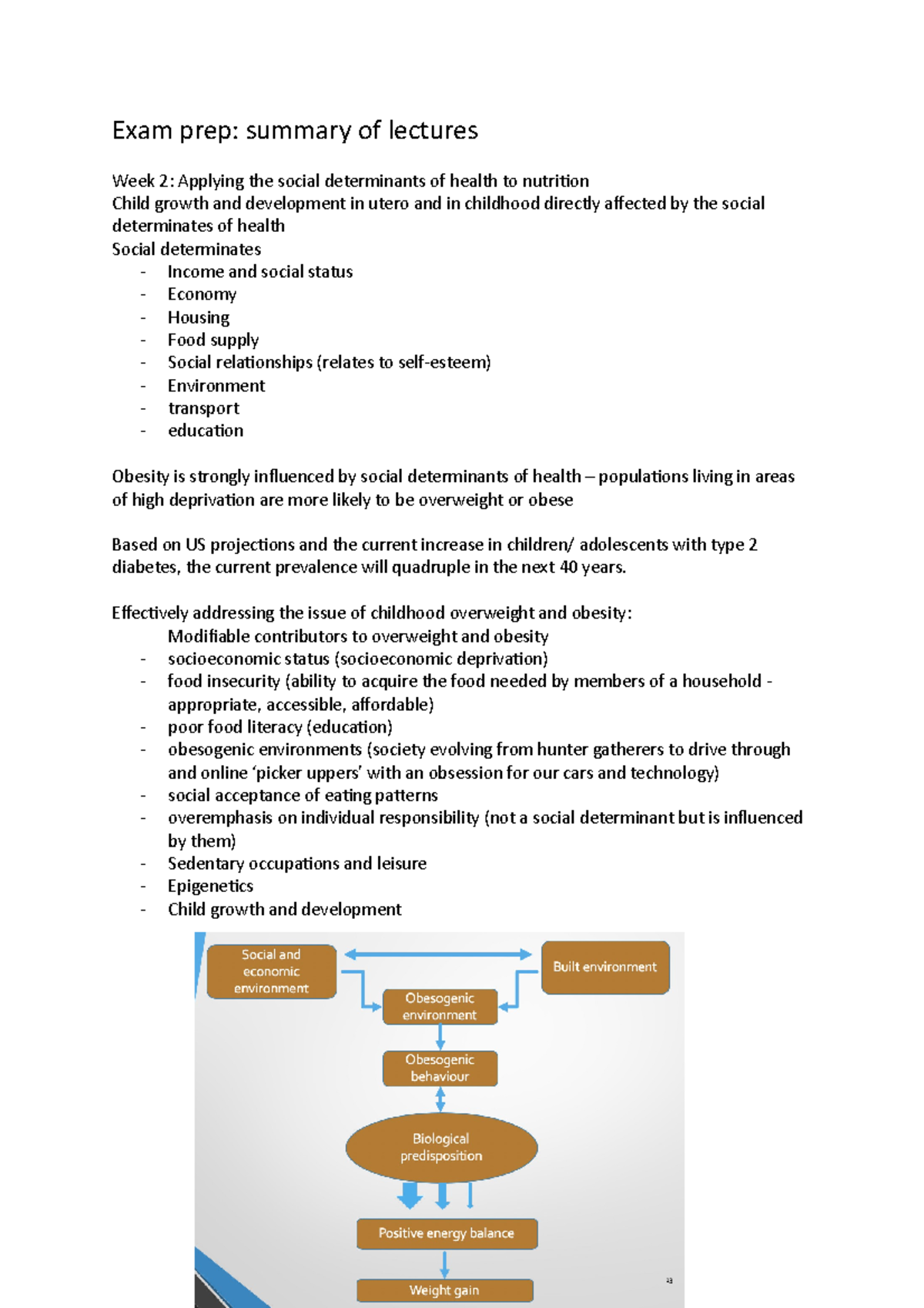 summary of lecture notes for exam prep - Exam prep: summary of lectures ...