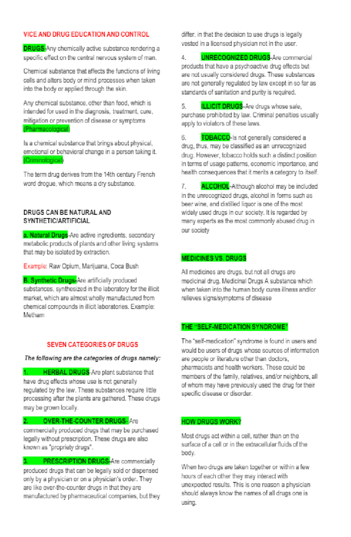 Vice and Drug Education and Control - Criminology - Studocu