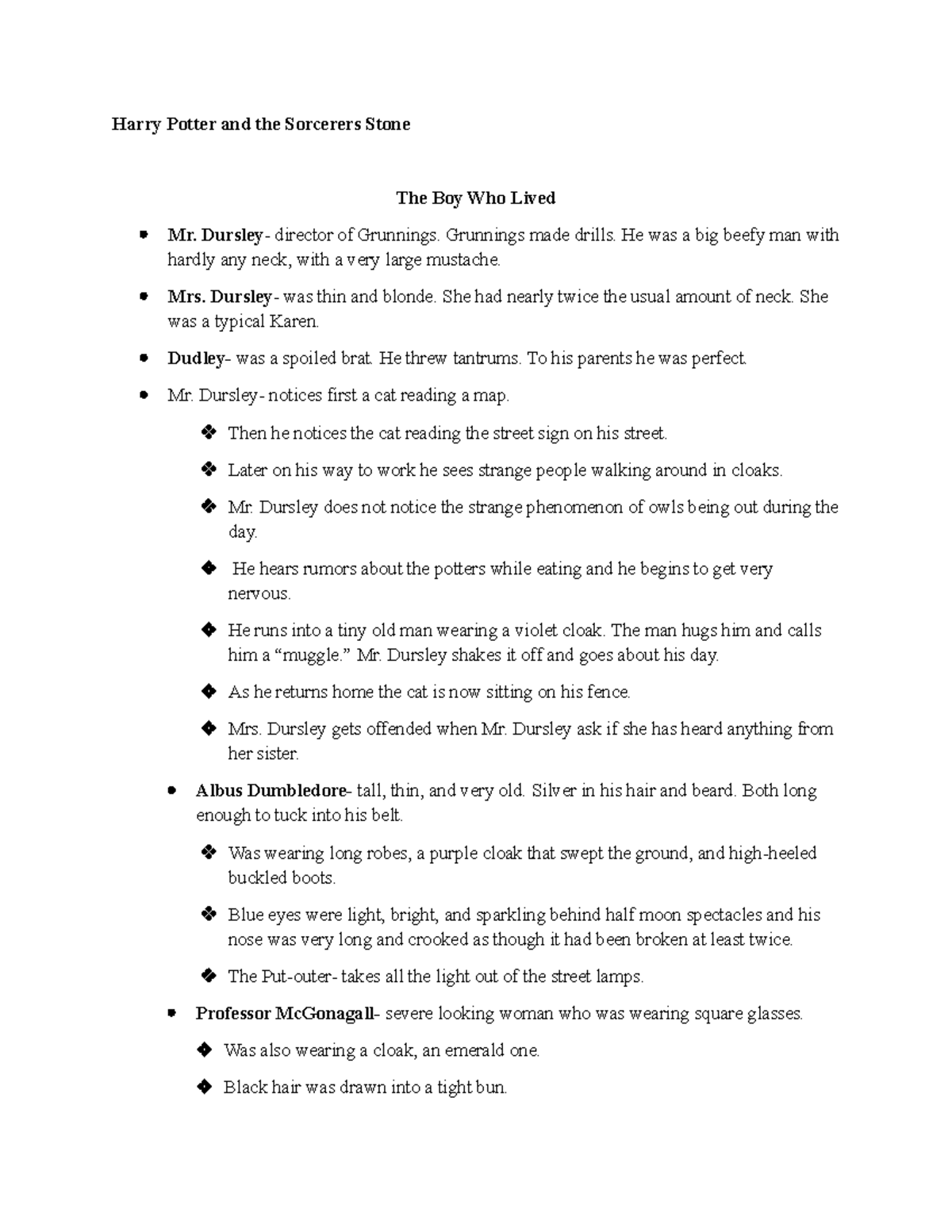 Harry Potter and the Sorcerers Stone chapter notes - Harry Potter and ...