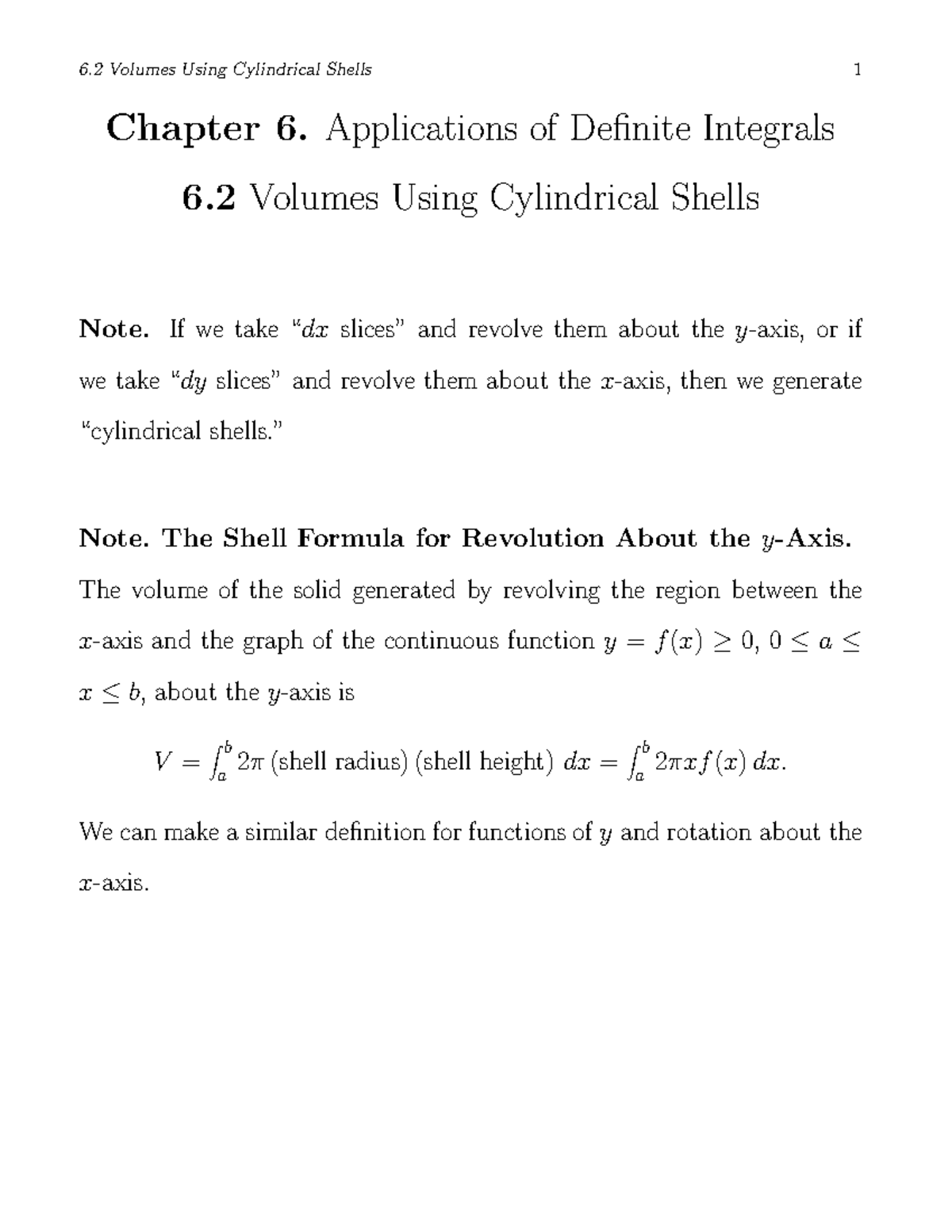 Volumes Using Cylindrical Shells - Applications of Definite Integrals 6 ...