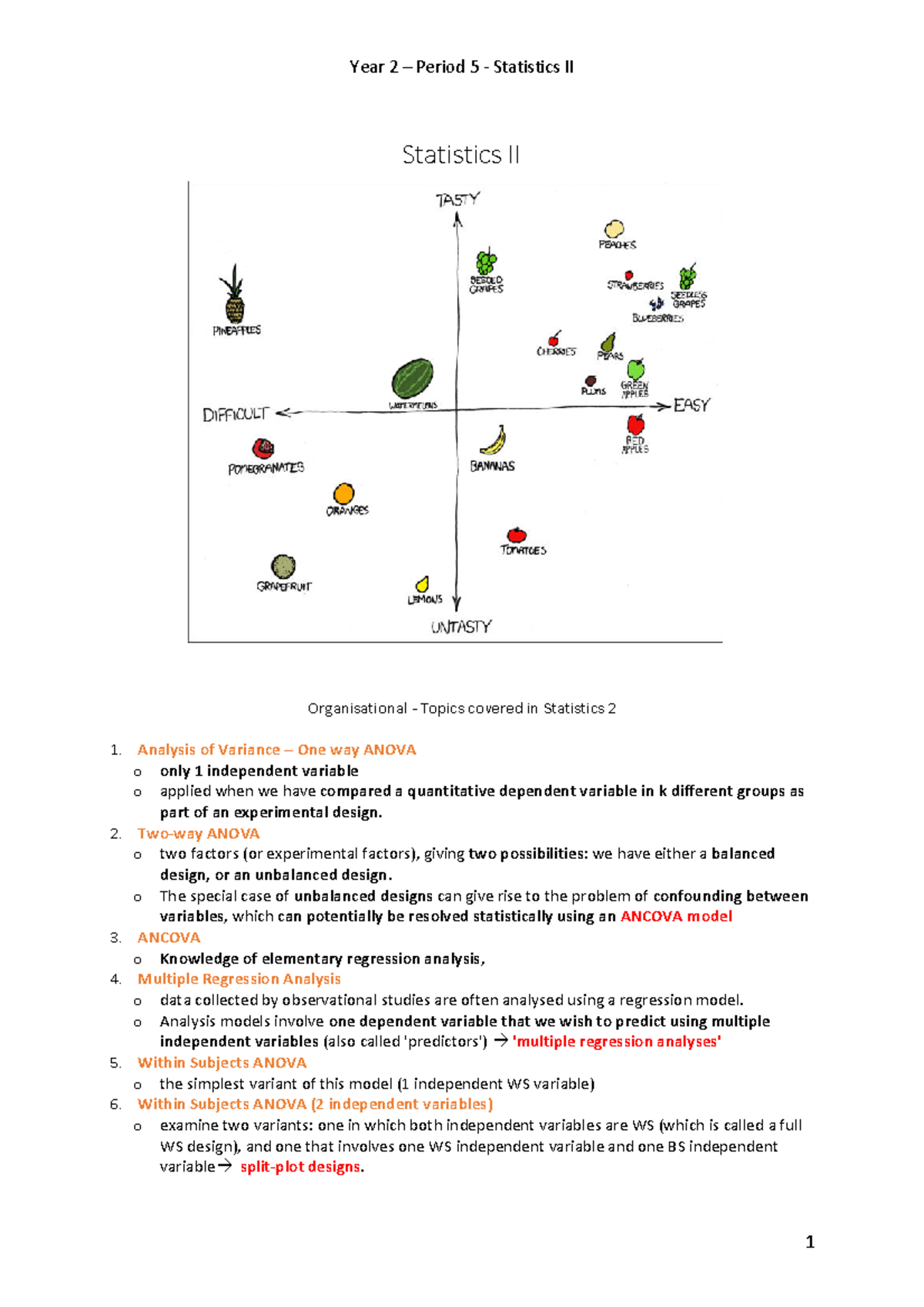 Statistics Ii Summary Year 2 Period 5 Statistics Ii Statistics Ii
