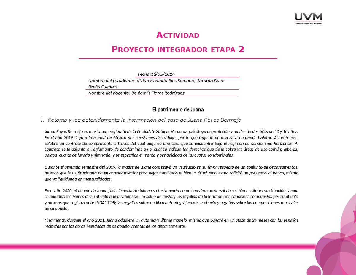 PI Etapa 2 - ACTIVIDAD PROYECTO INTEGRADOR ETAPA 2 Fecha:16/05/ Nombre del estudiante: Vivian ...
