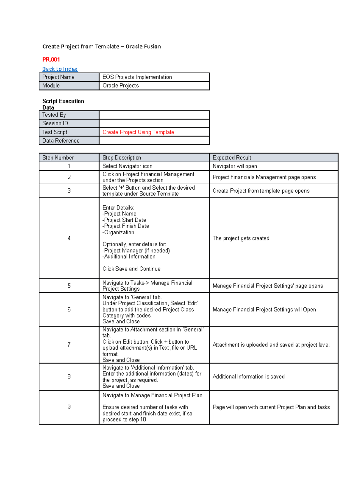Create Project from Template - Oracle PPM - Create Project from ...