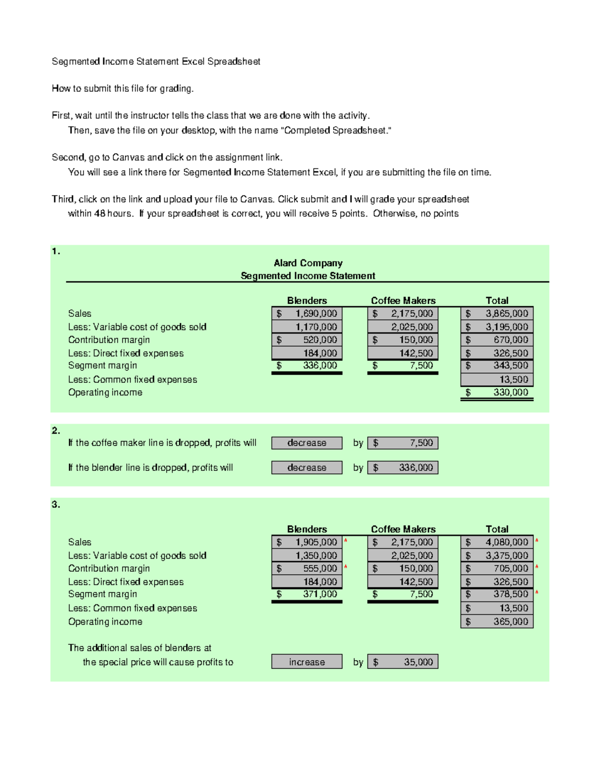 Activity 10 Segmented Income Statement Excel Template - Segmented ...