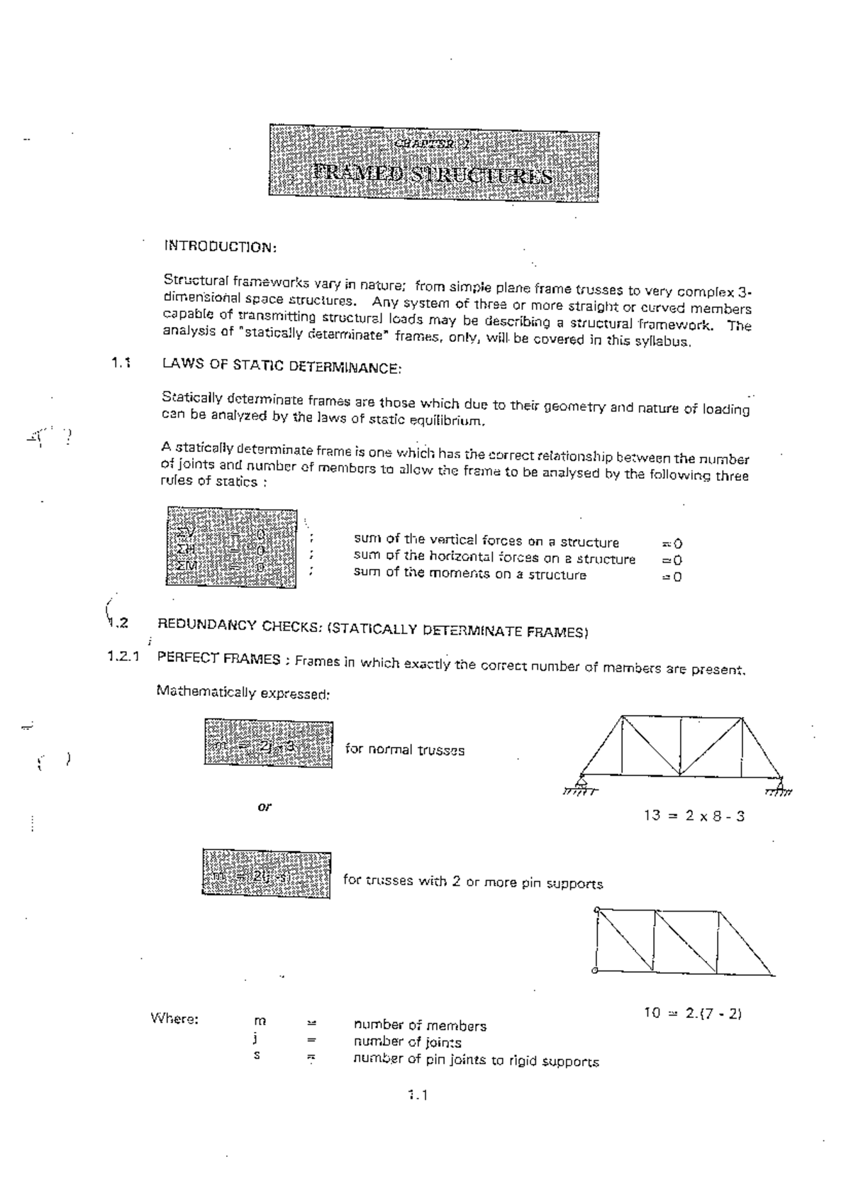 Core notes - First chapter for TOS - CHAPTER I FRAMED STRUCTURES ...