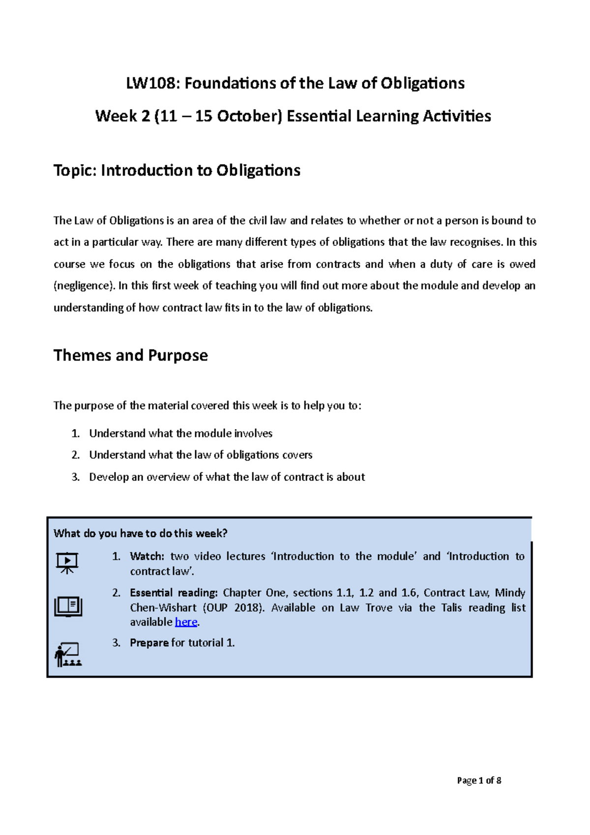 Essential Learning Activities - LW108 week 2 - LW108: Foundations of ...