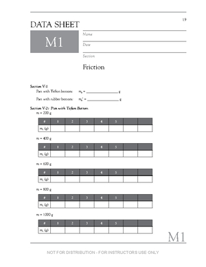 151-M2 Data Tables - 29 M Name Date Section Free Fall M DATA SHEET ...