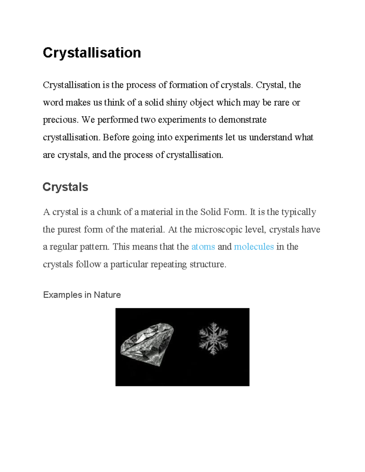General Science 7 - Useful notes - Crystallisation Crystallisation is ...