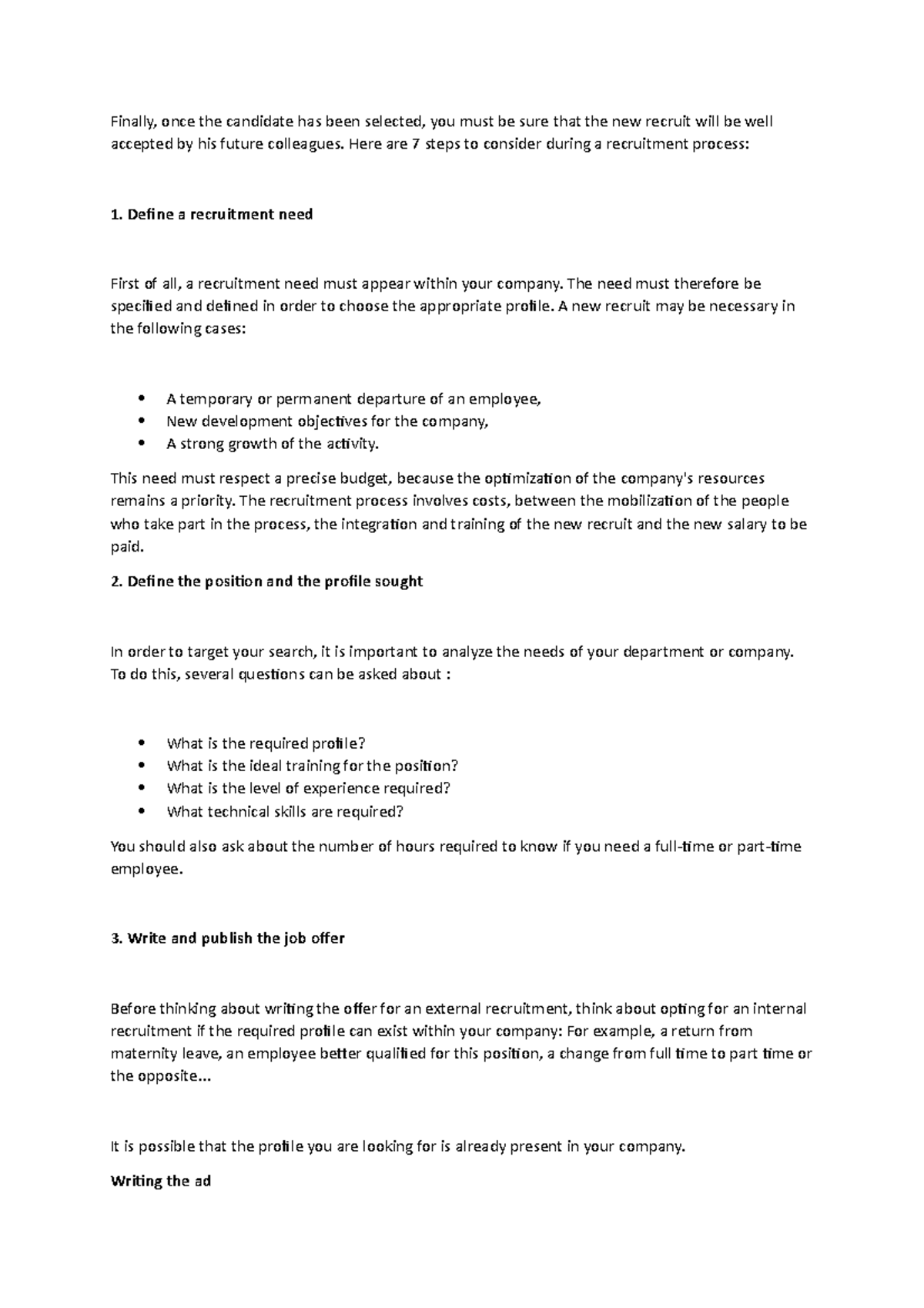 The recruitment process 7 steps to successful recruitment - Finally ...