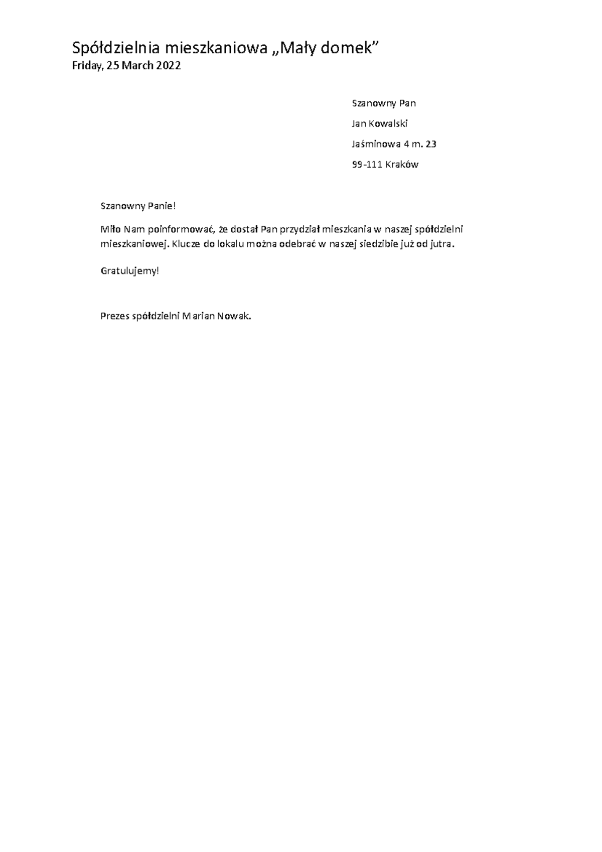 Rynduch K-1 - Notatki z wykładu 1 - Saturday, 5 February 2022 Szanowny ...